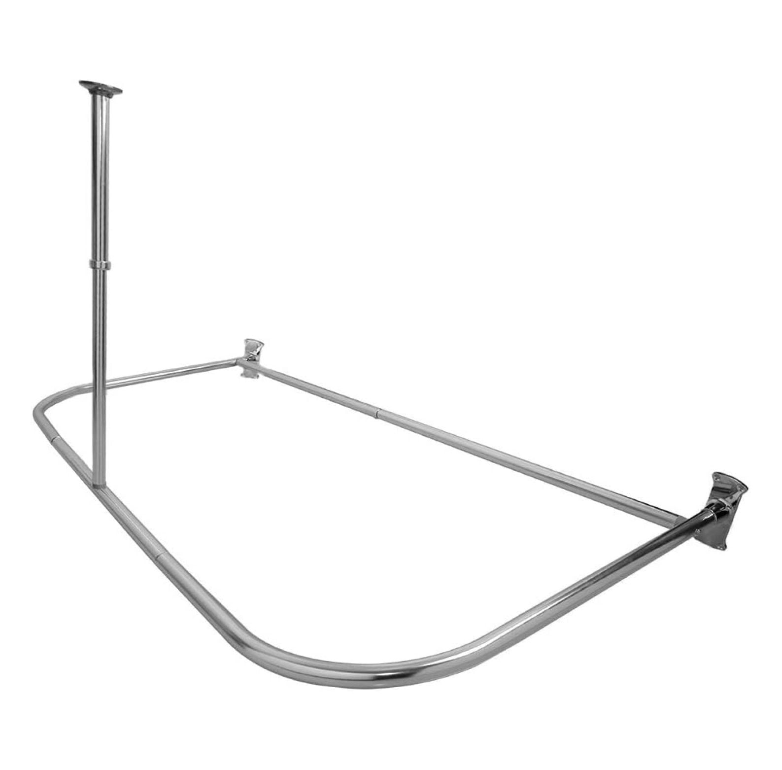 Rustproof Aluminum Shower Rod - Chrome | D-Shape Shower Rod with ...