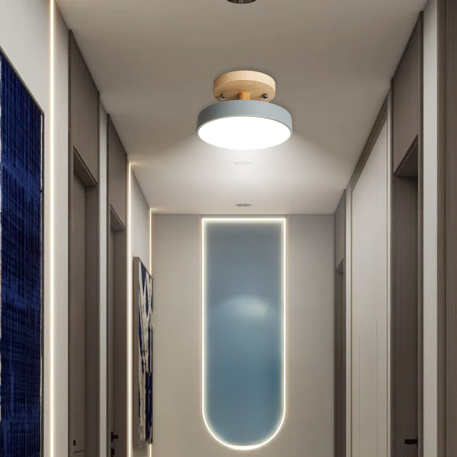 Rustproof Corridor Light with LED Lens & Solid Wood Base - 6 Color Options for Hallway, Balcony ...