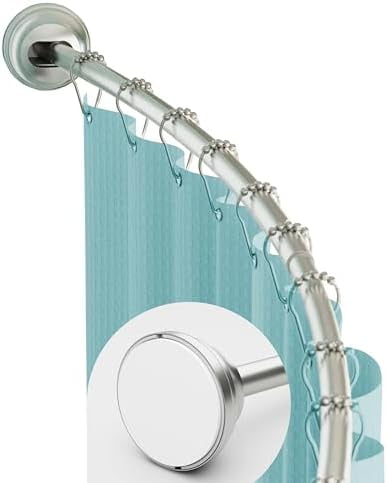Rustproof Curved Shower Curtain Rod, No Drill Adjustable Curved Tension ...