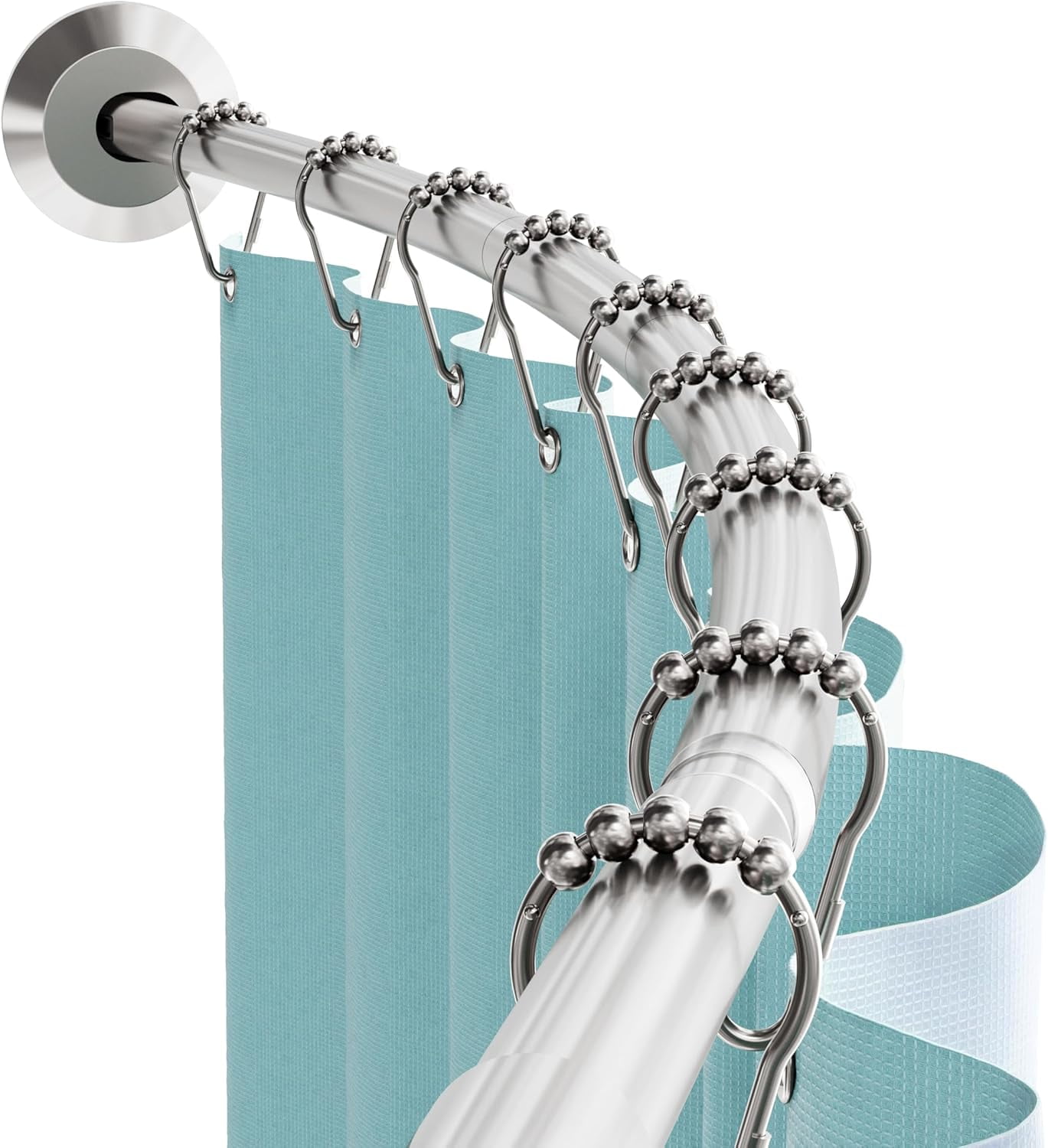 Rustproof Curved Shower Curtain Rod, No Drill Tension or Permanent ...
