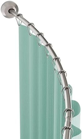 Rustproof Curved Shower Curtain Rod, No Drill Tension or Permanent ...