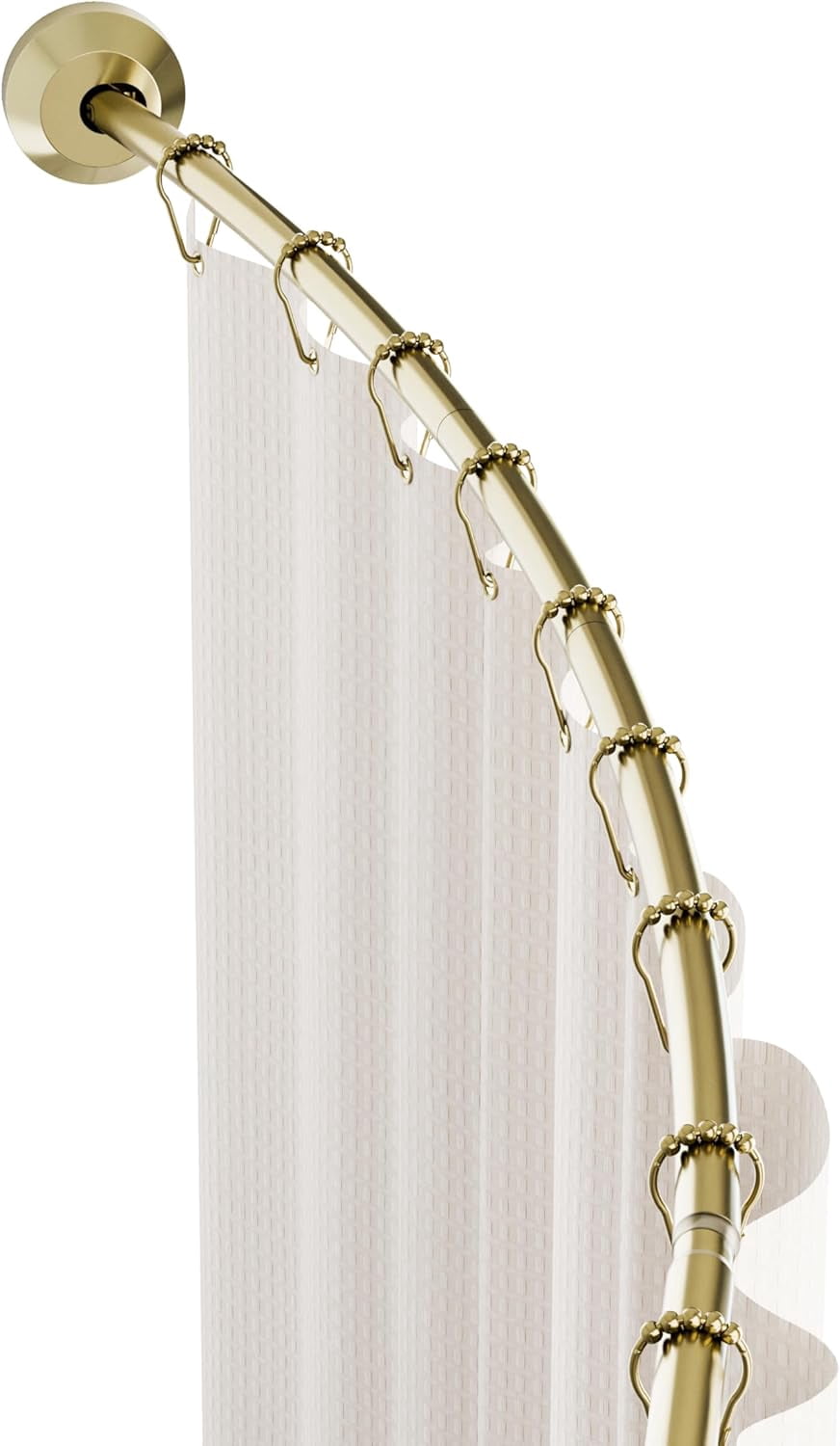 Rustproof Curved Shower Curtain Rod, No Drill Tension or Permanent ...