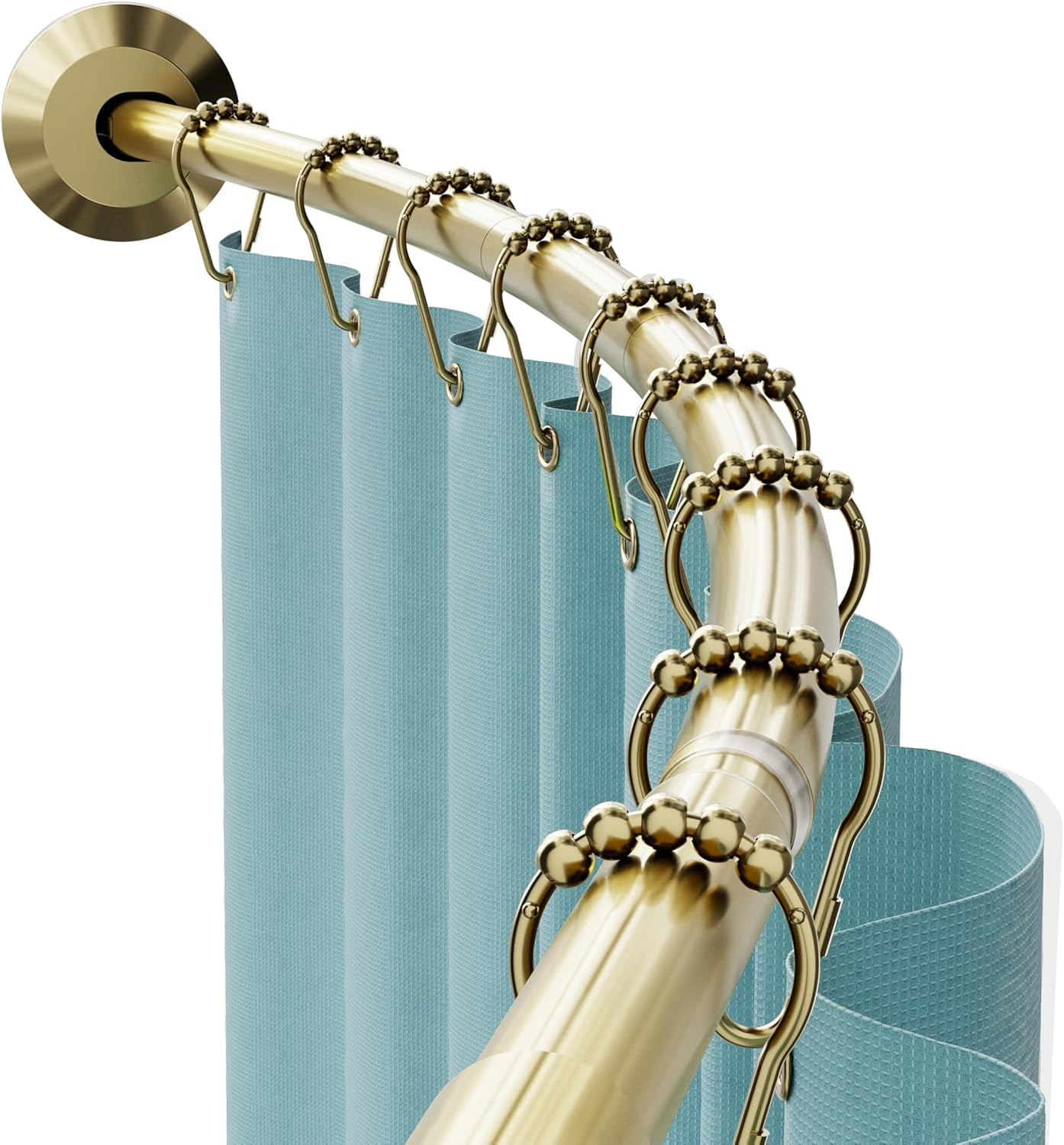 Rustproof Curved Shower Curtain Rod No Drill Tension or Permanent Mount ...