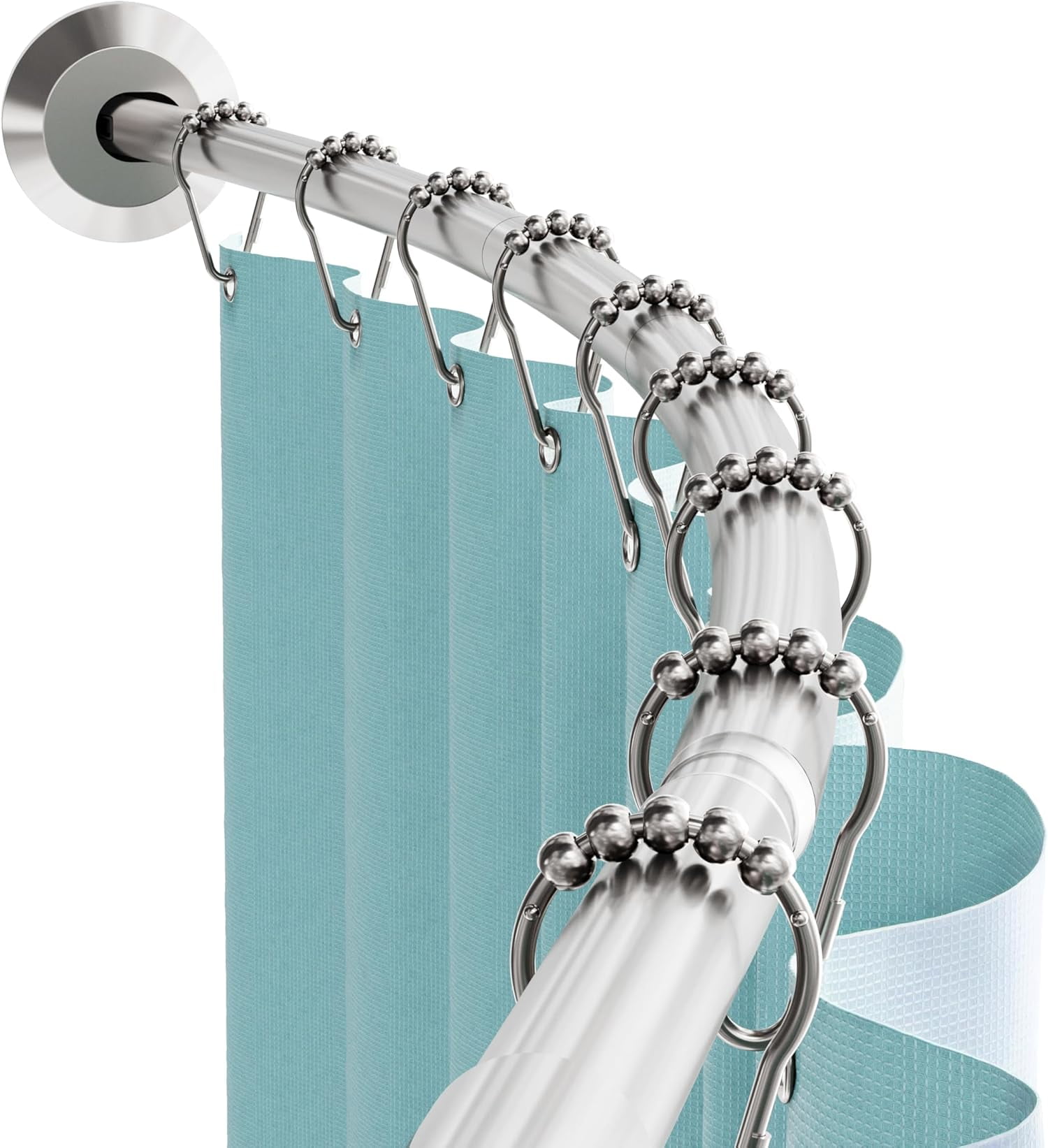 Rustproof Curved Shower Curtain Rod, Tension or Permanent Mount ...