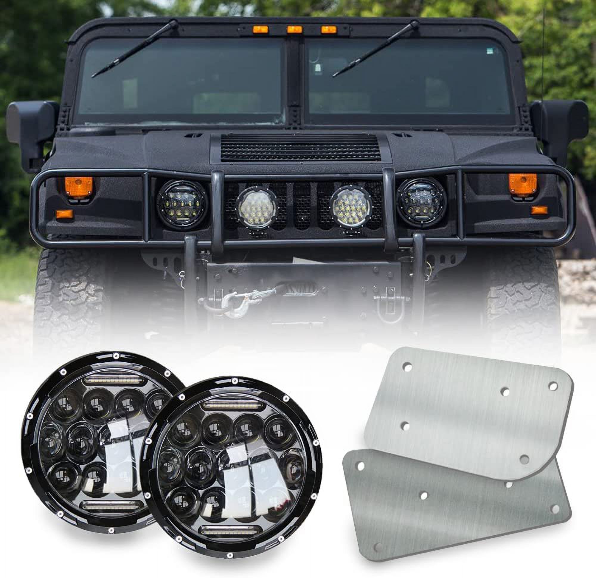 Rustproof Headlight Access Panel + Black Bezel Headlight Pair for ...