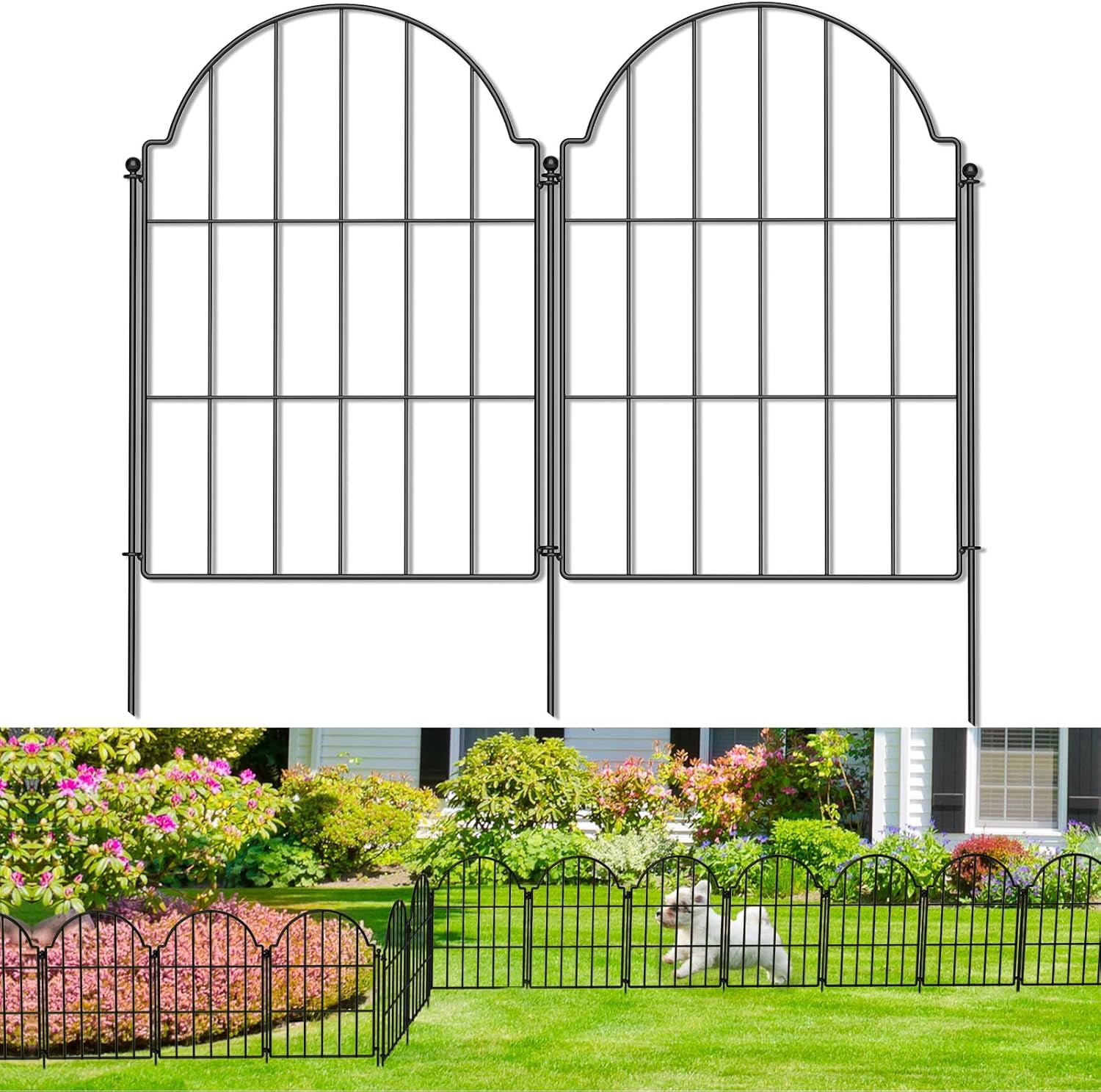 Rustproof Metal Garden Fence - 21in x 20.4ft, Animal Barrier for Dogs ...