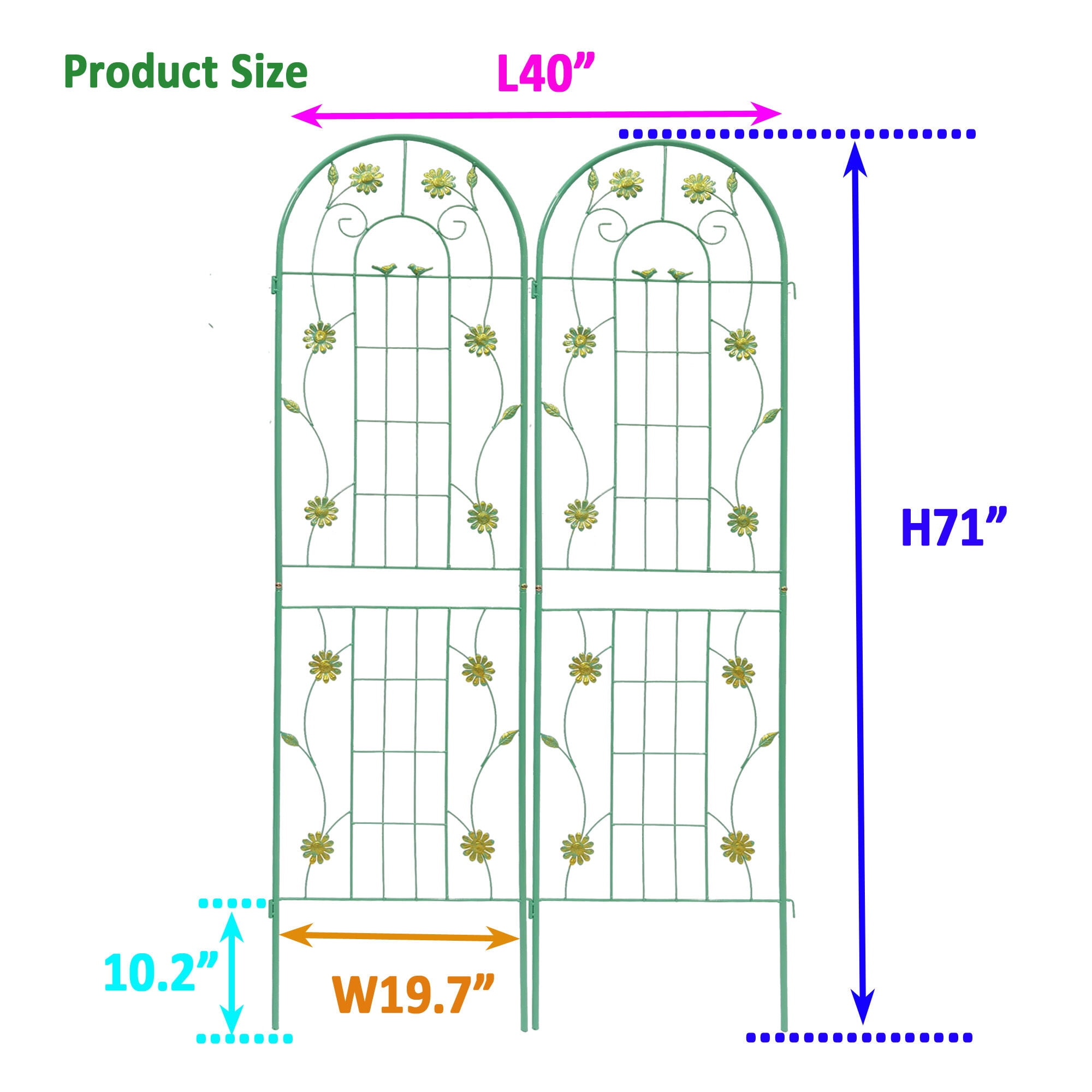 Rustproof Metal Garden Trellis for Climbing Plants, 2 Pack 71 x 19.7 ...