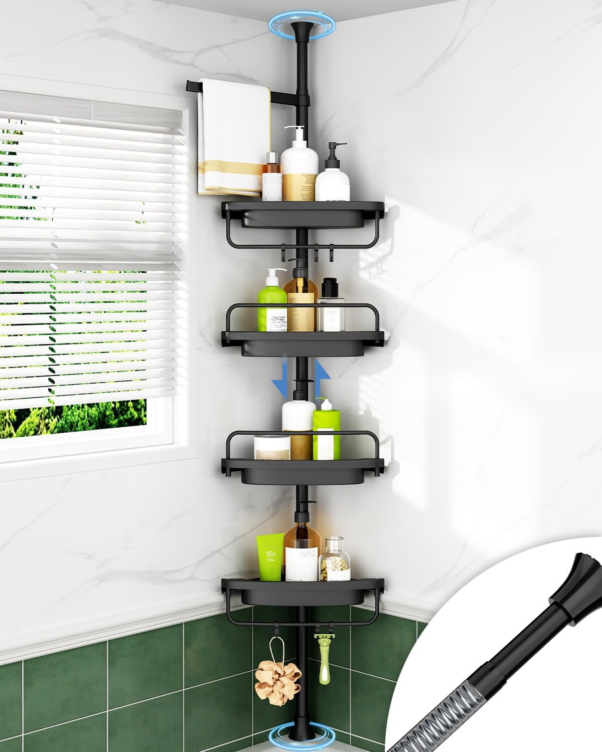 Rustproof Shower Caddy Corner for Bathroom,Bathtub Storage Organizer for Shampoo Accessories,4 ...