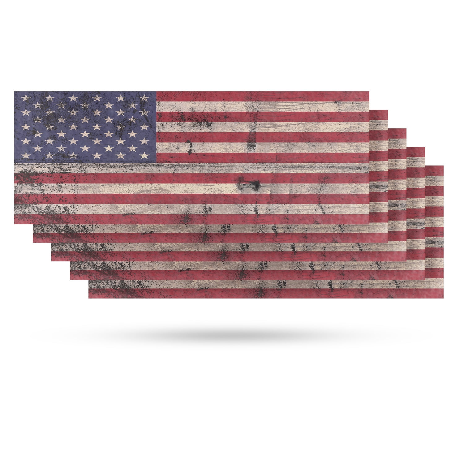 Rusty American Flag Vinyl Decal 5 Pack of 12 Inch x 5 Inch Weatherproof ...