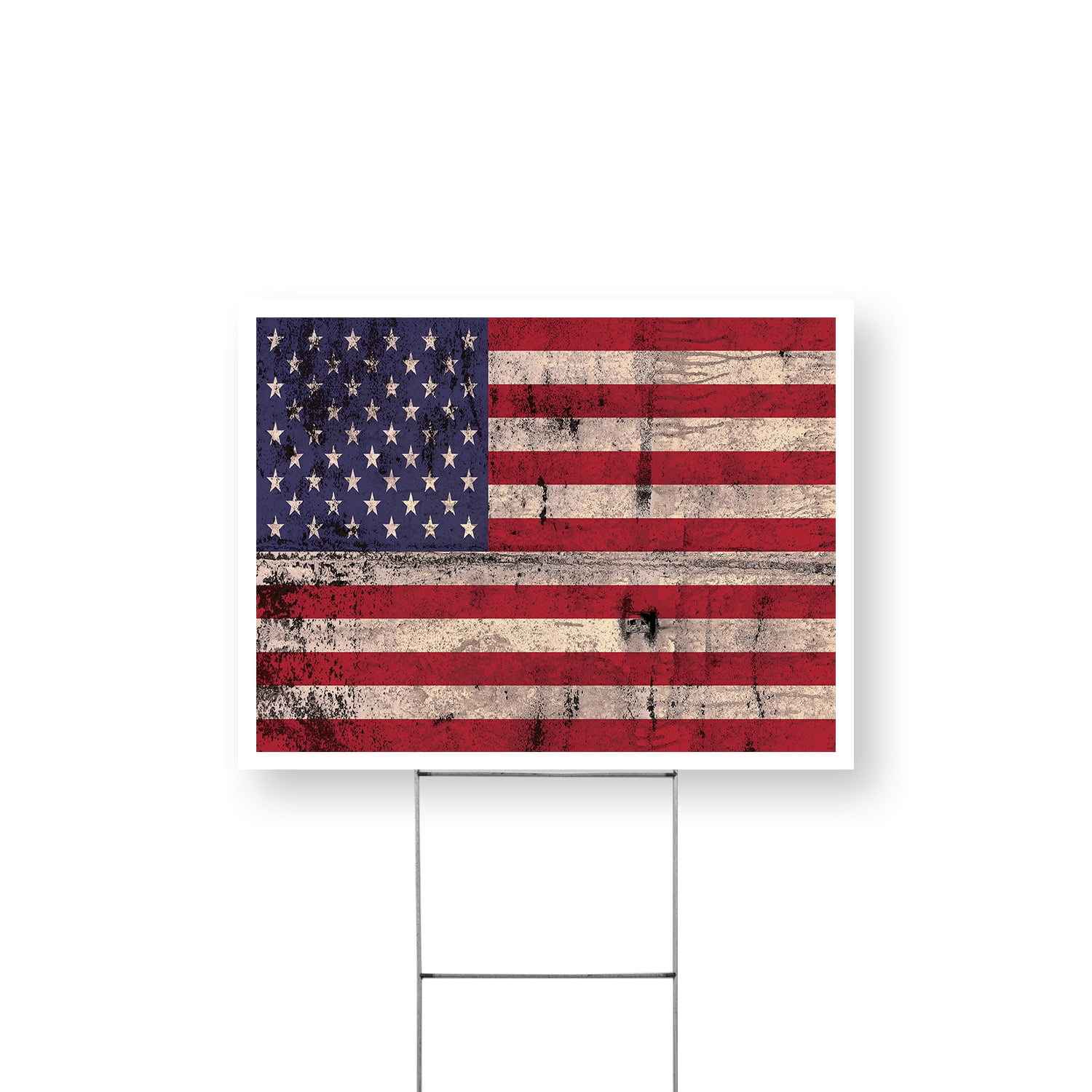 Rusty American Flag Yard Sign 18 Inch x 24 Inch Double Sided ...