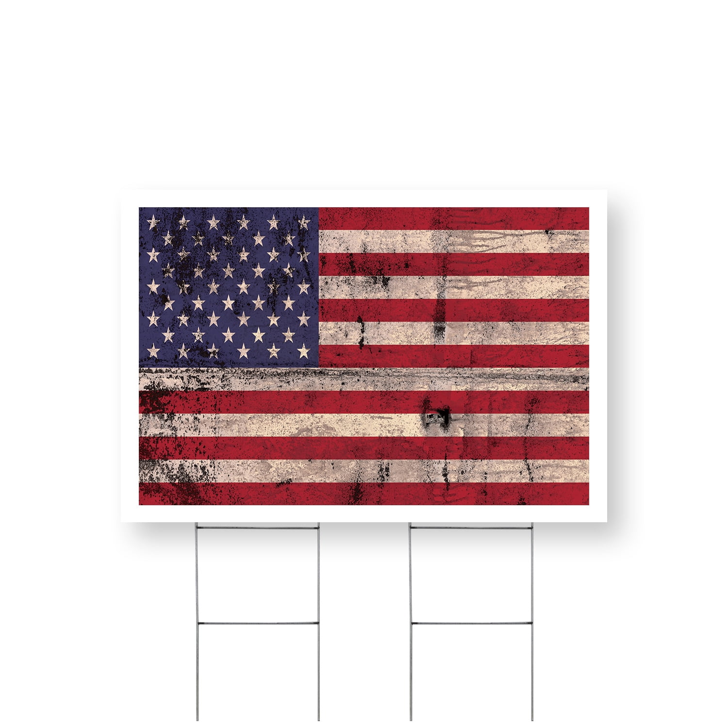 Rusty American Flag Yard Sign 24 Inch x 36 Inch Single Sided ...