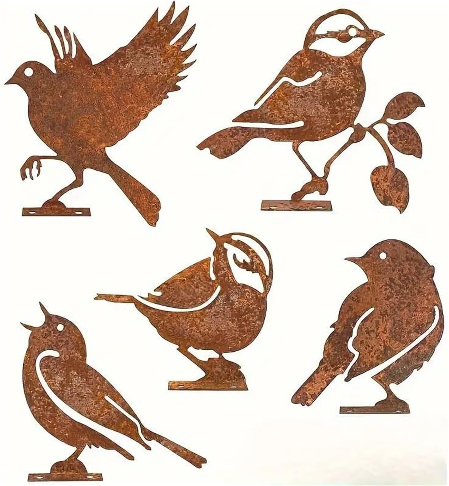 Rusty Birds Decoration,5 Pack Metal Birds Garden Ornaments, Rustic ...