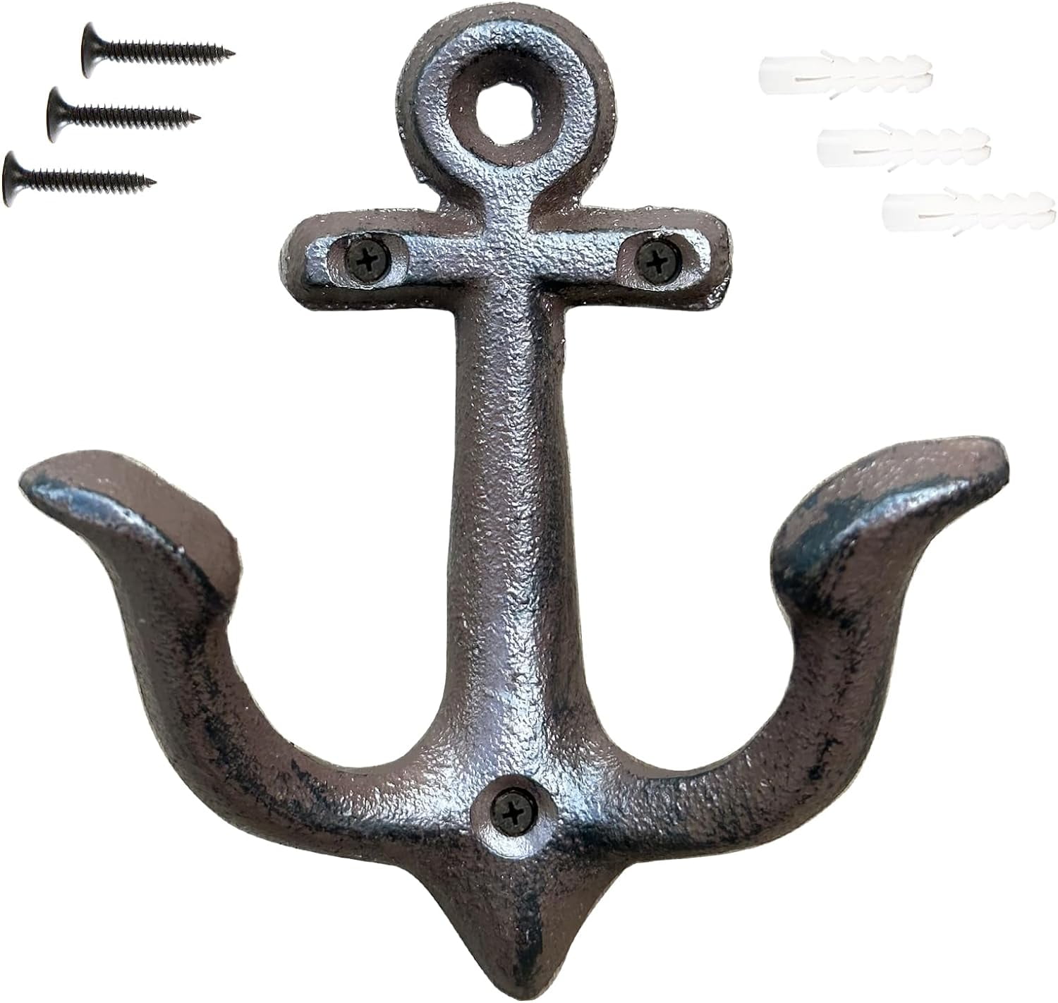 (Rusty Brown Vintage Rustic Cast Iron Nautical Anchor Design Wall Hook ...