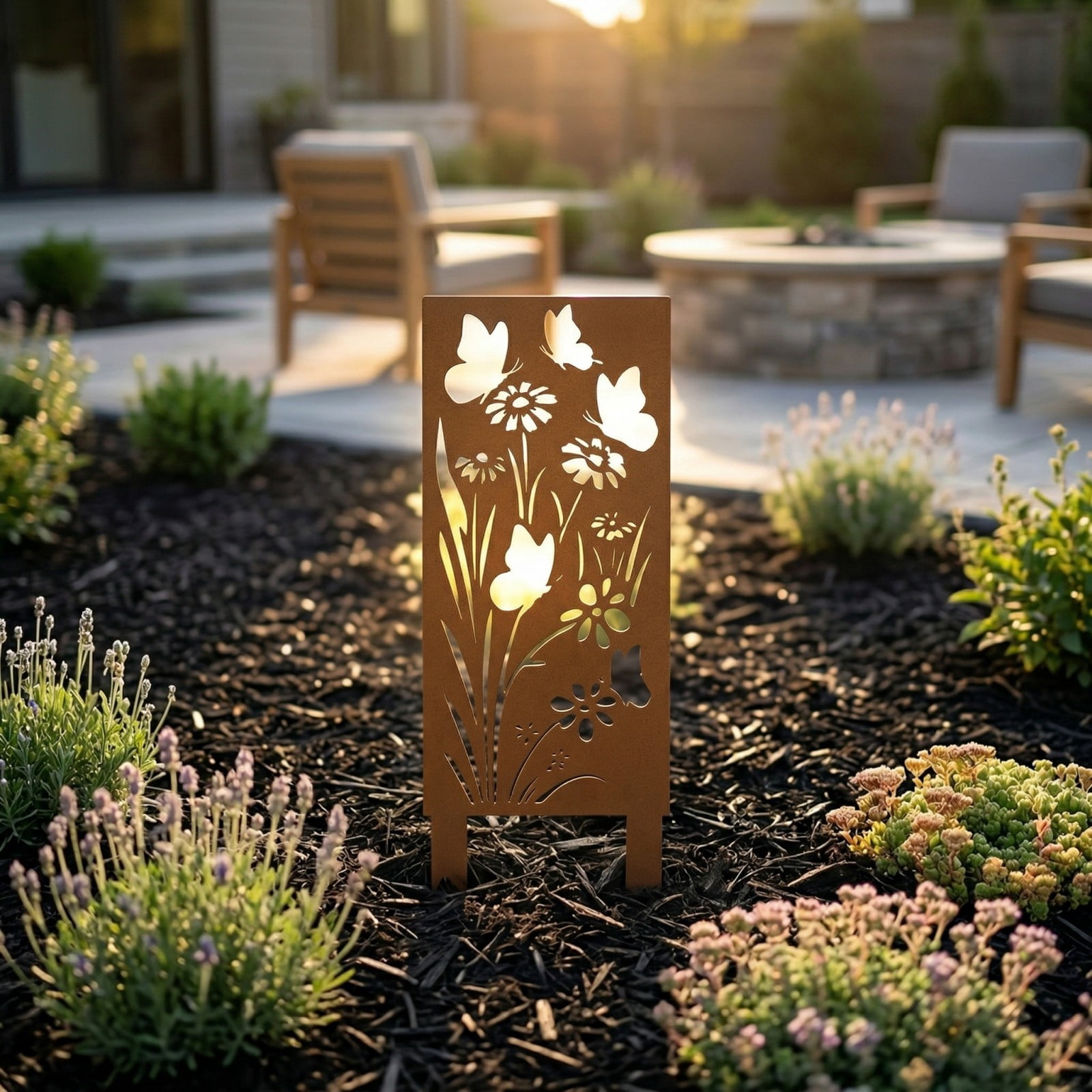 Rusty Metal Garden Stake, 2D 14.18 inches Garden Column Rust Steel ...