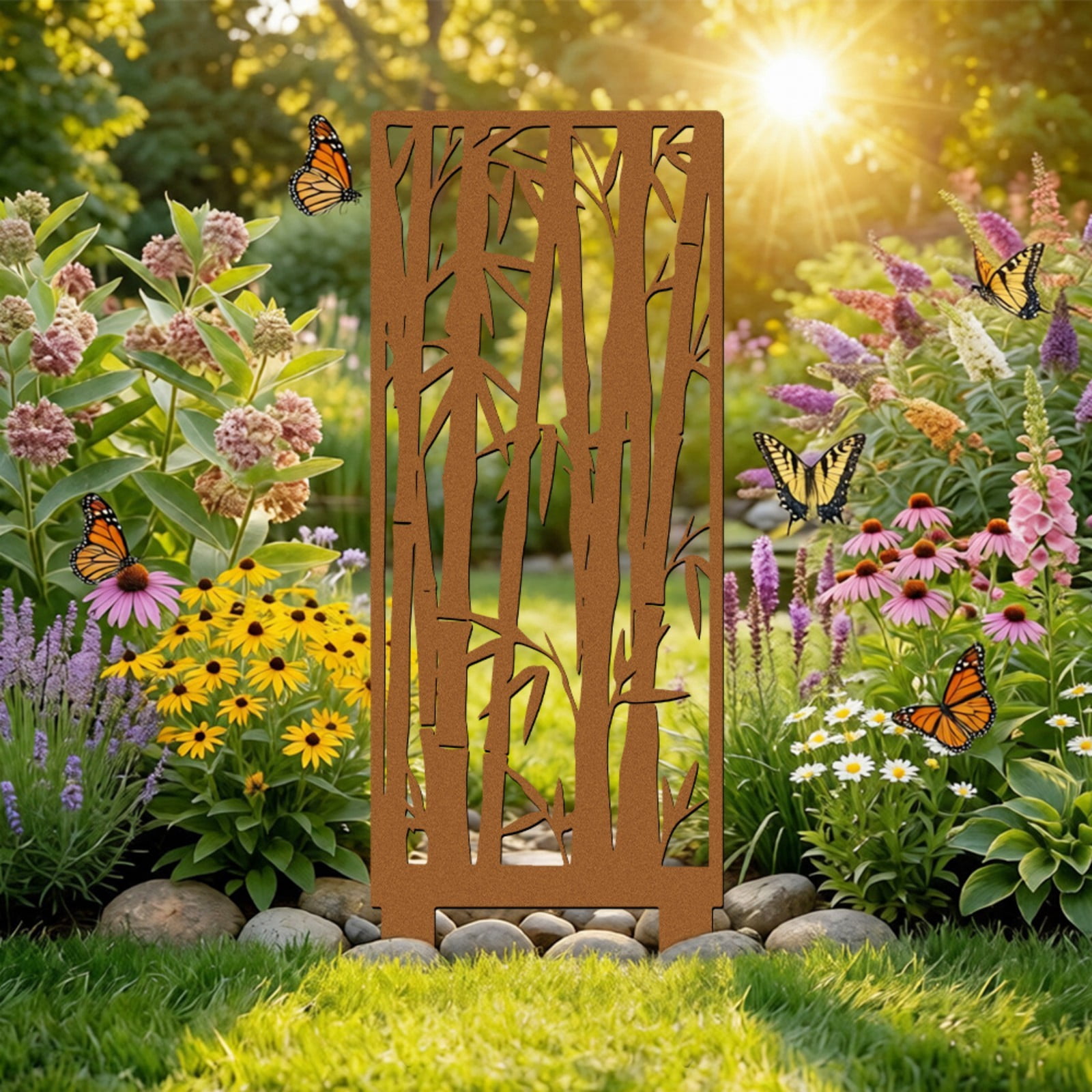 Rusty Metal Garden Stake, 2D 14.18 inches Garden Column Rust Steel ...