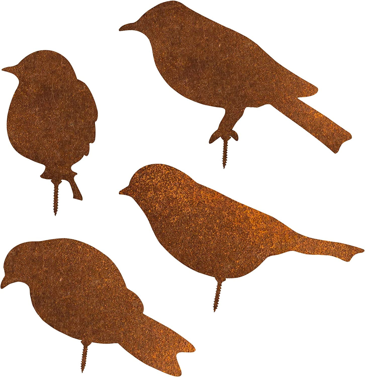 Rusty Metal Garden Stake, 4PCS Rusty Birds with Screws, Rusty Metal ...