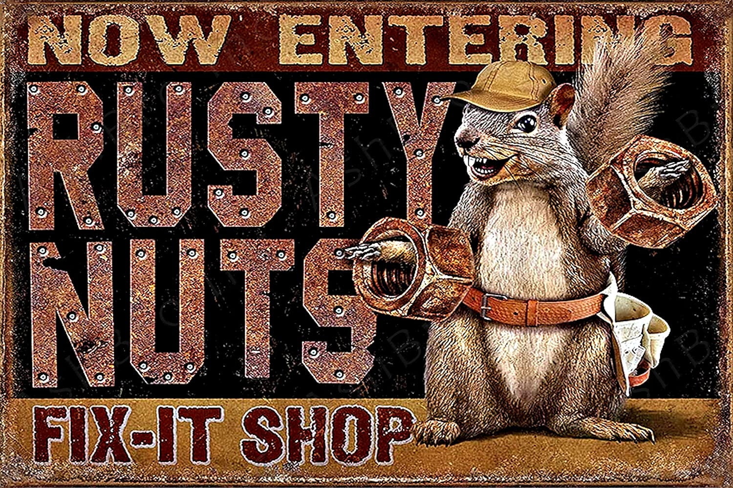 Rusty Nuts Fit It Tin Sign compliments Hot Rod Harley Davidson Garage ...
