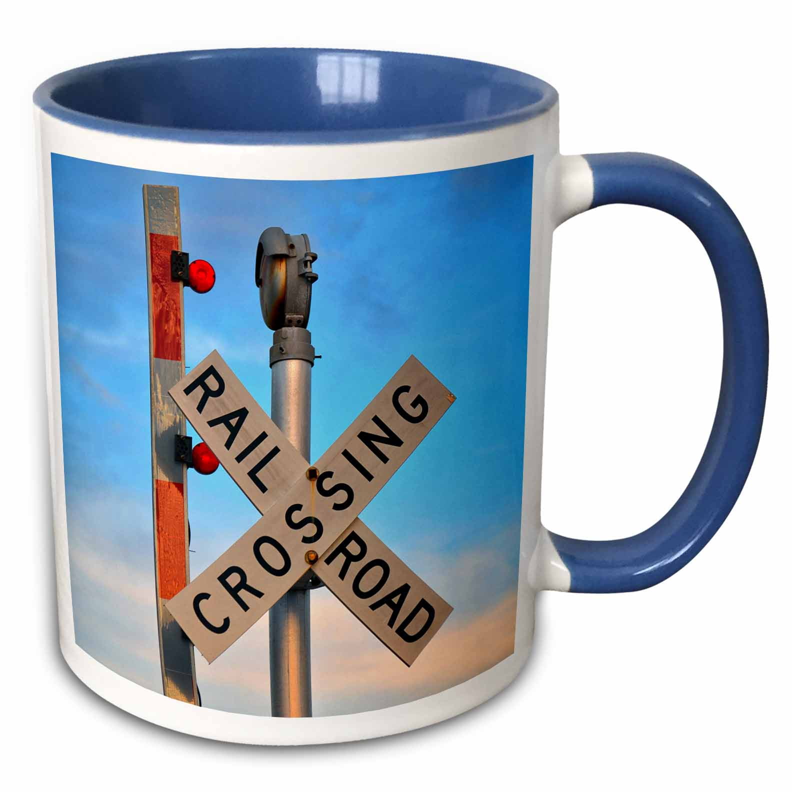 3drose, Rusty Railroad Crossing Sign, 11oz Two-tone Blue Mug - Walmart.com