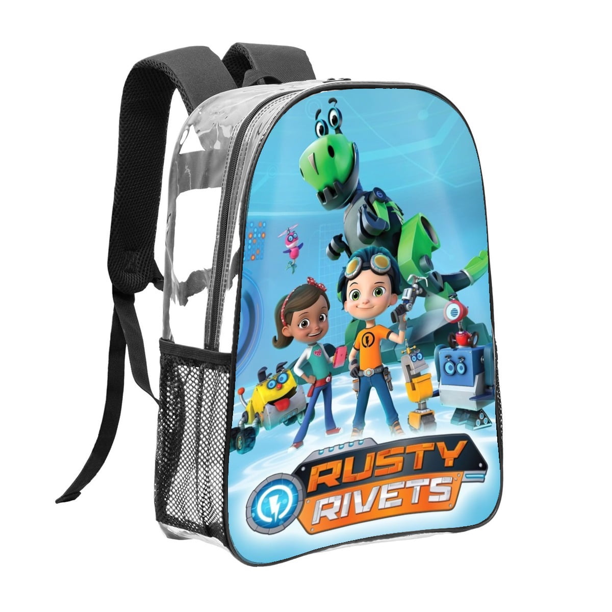 Rusty Rivets Pattern Transparent Backpack Lightweight And fashionable ...
