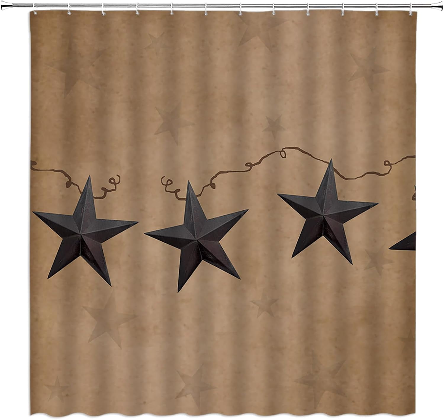 Rusty Star Primitive Shower Curtain Rustic Western Farm Texas Vintage ...