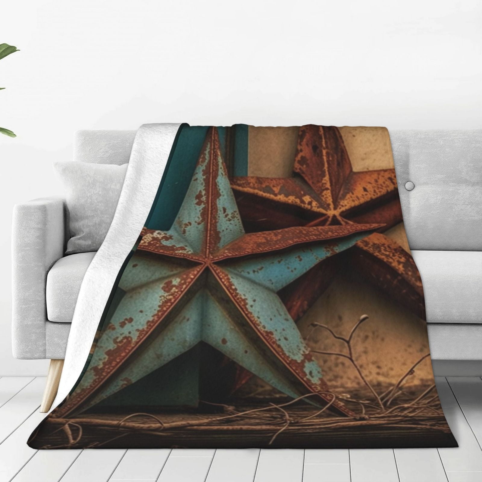 Rusty Stars Country Primitive Rustic Vintage Throw Blanket Decorative ...