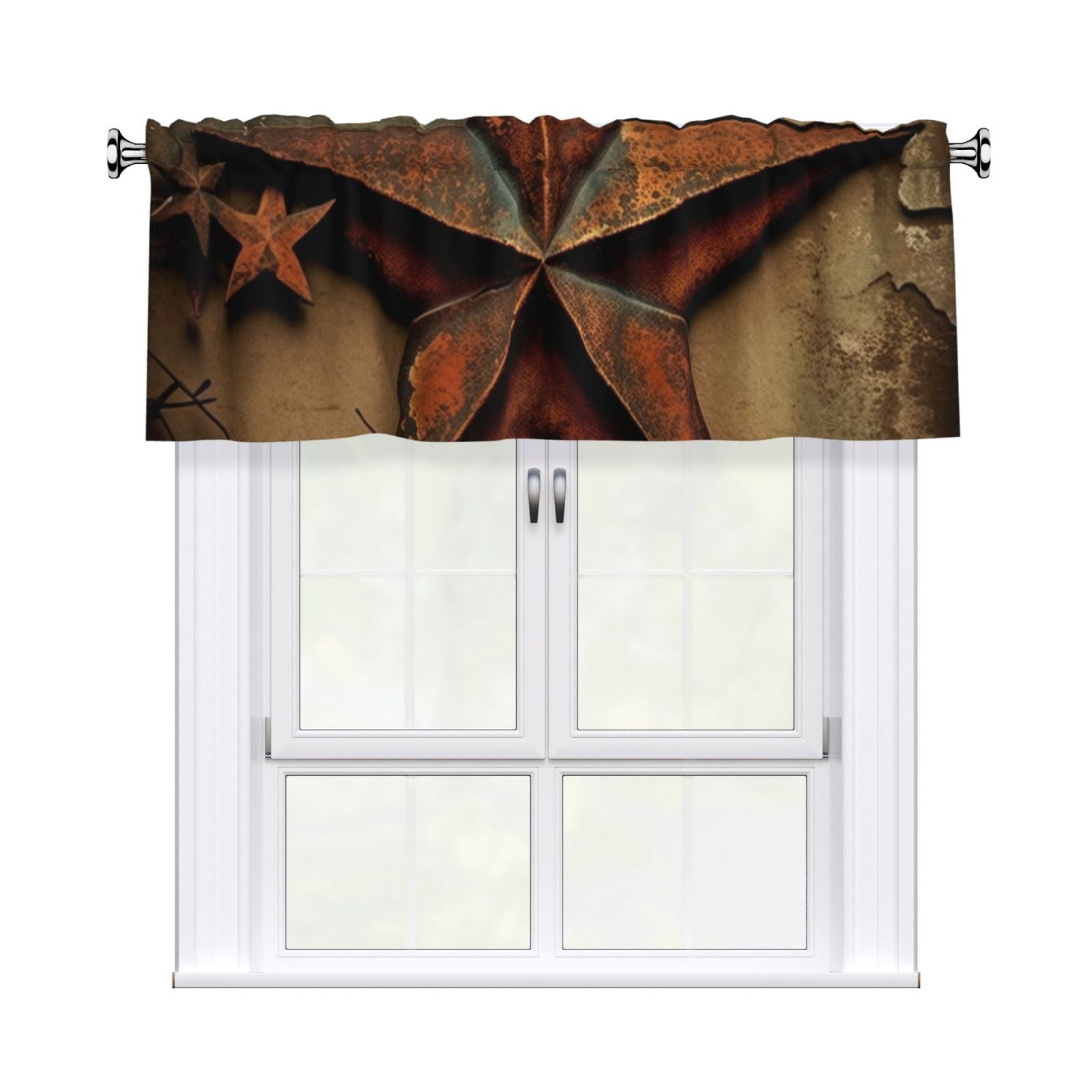 Rusty Stars Primitive Country Rustic Vintage Window Valances Rod Pocket ...