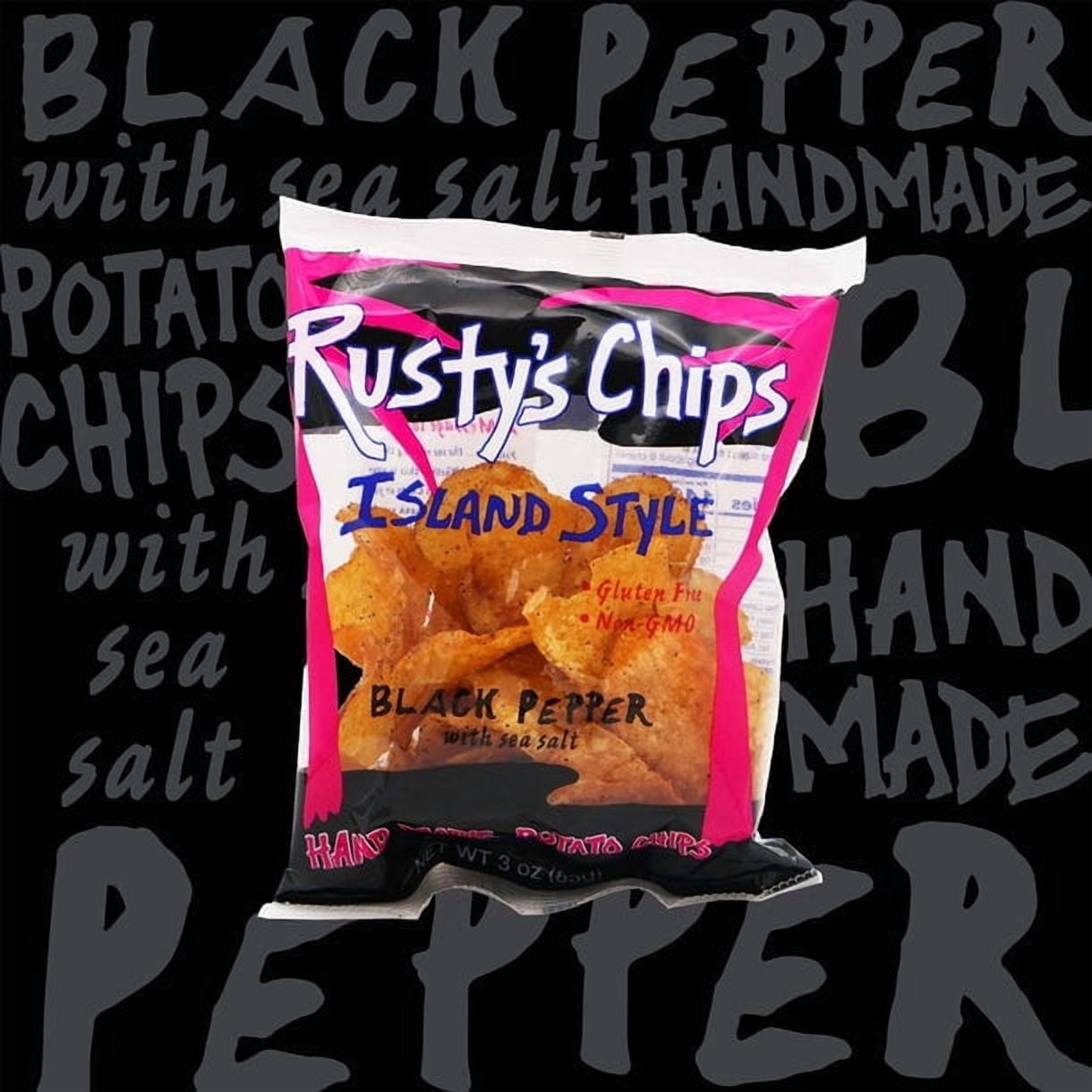 Rusty's Handmade Potato Chips, Black Pepper Kettle Potato Chips 3oz ...