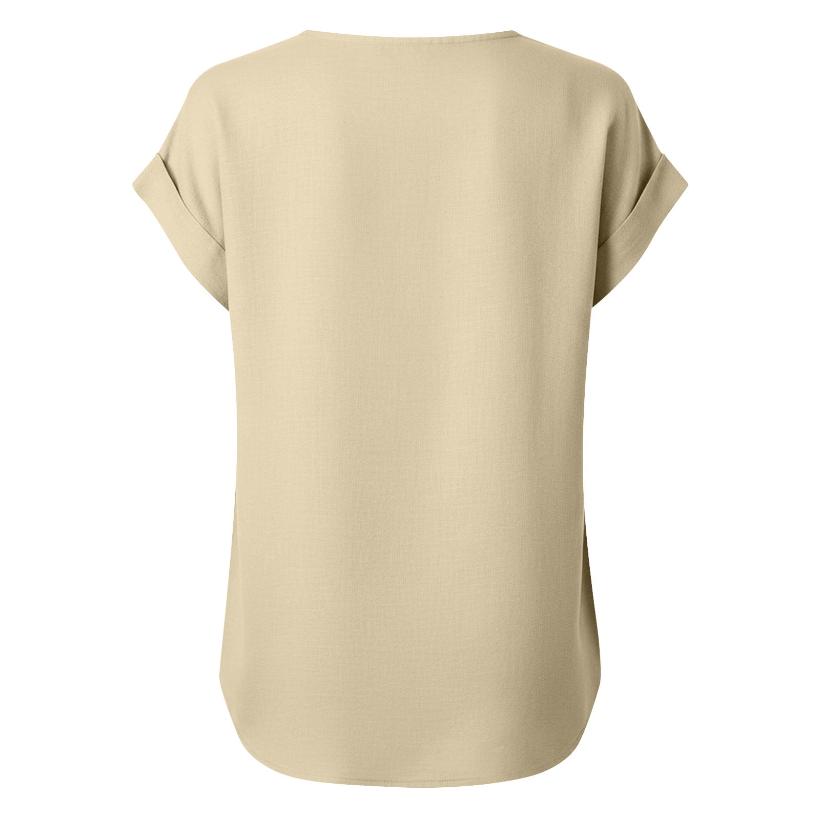 Rutainlusire Womens Casual Summer V-Neck Short Sleeve Tops Solid Color ...