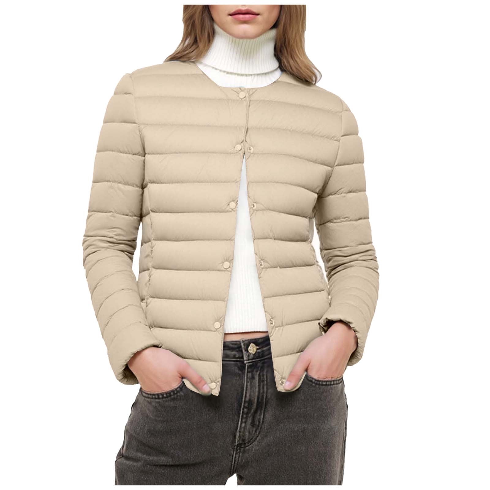 Rutainlusire Womens Fashion Solid Color Warm Puffer Jackets 2025 Fall ...
