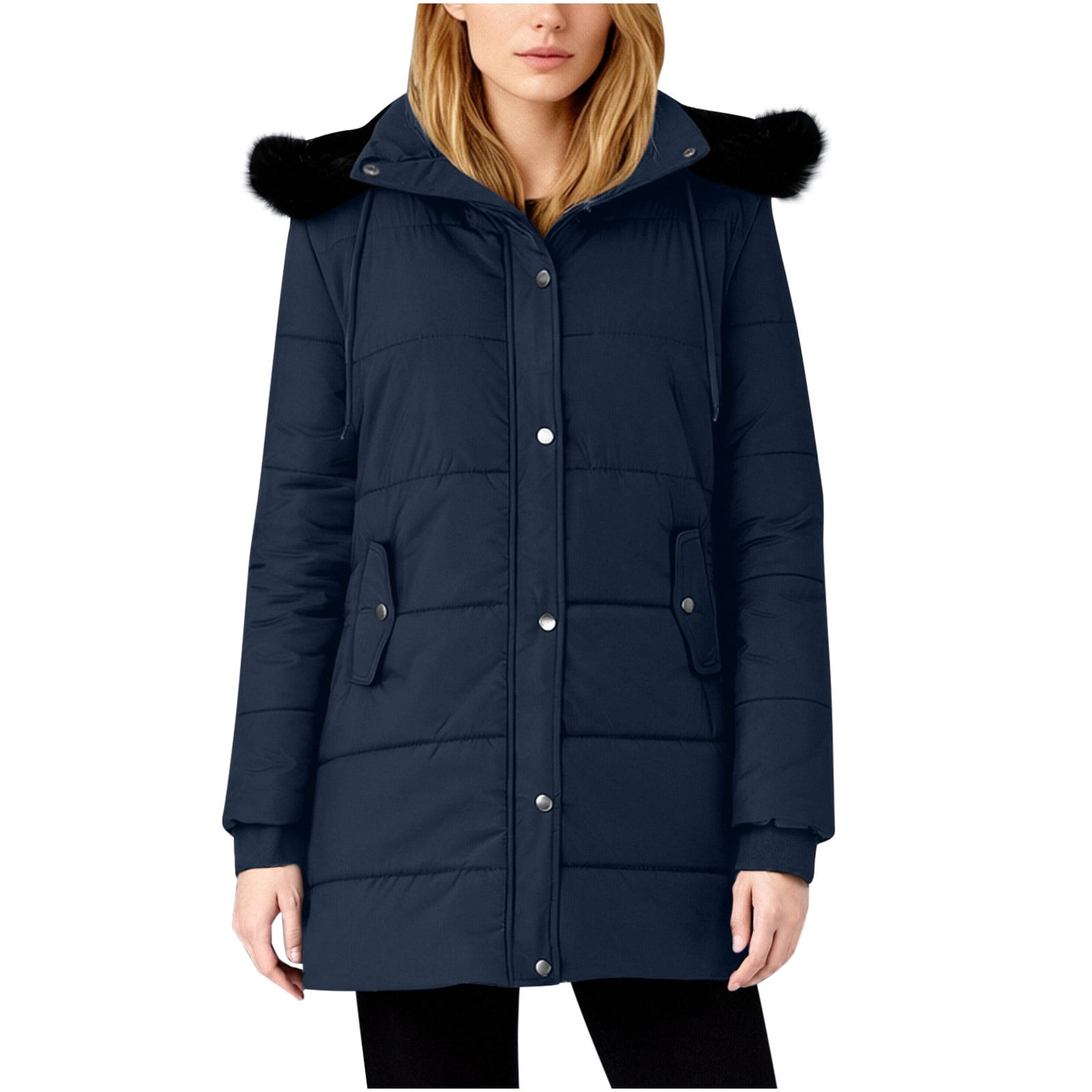 Rutainlusire Womens Fashion Warm Long-Length Puffer Jackets Parka ...