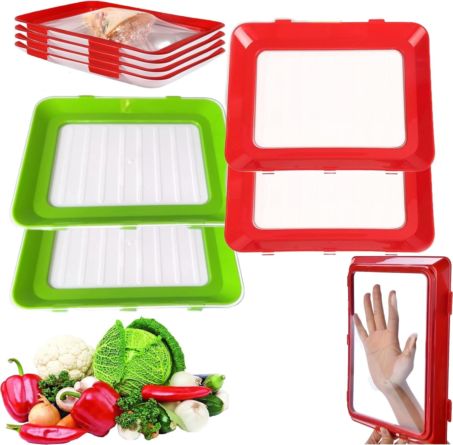 Rutari Reusable Food Preserving Tray, Food Plastic Preservation Tray ...