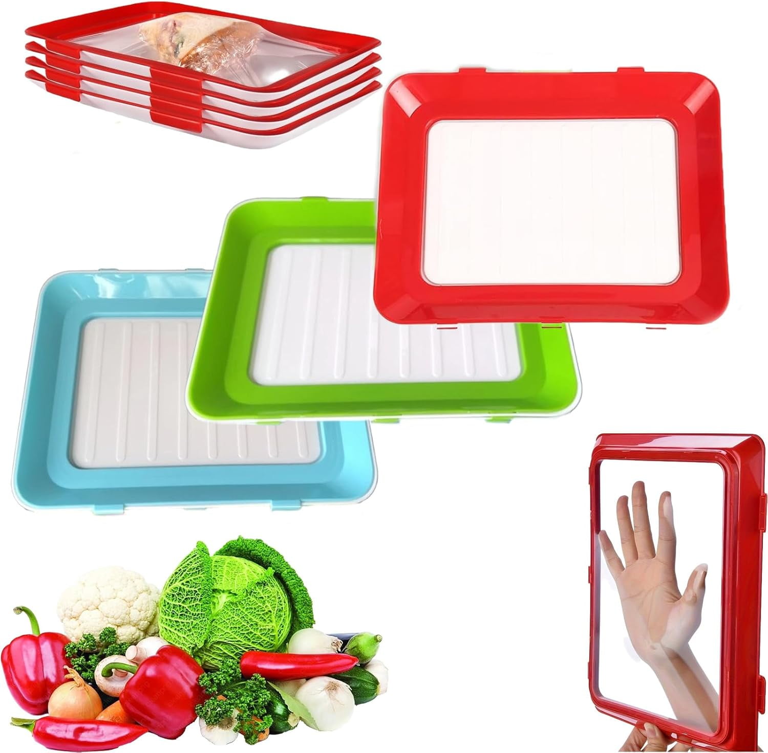Rutari Reusable Food Preserving Tray, Food Plastic Preservation Tray ...