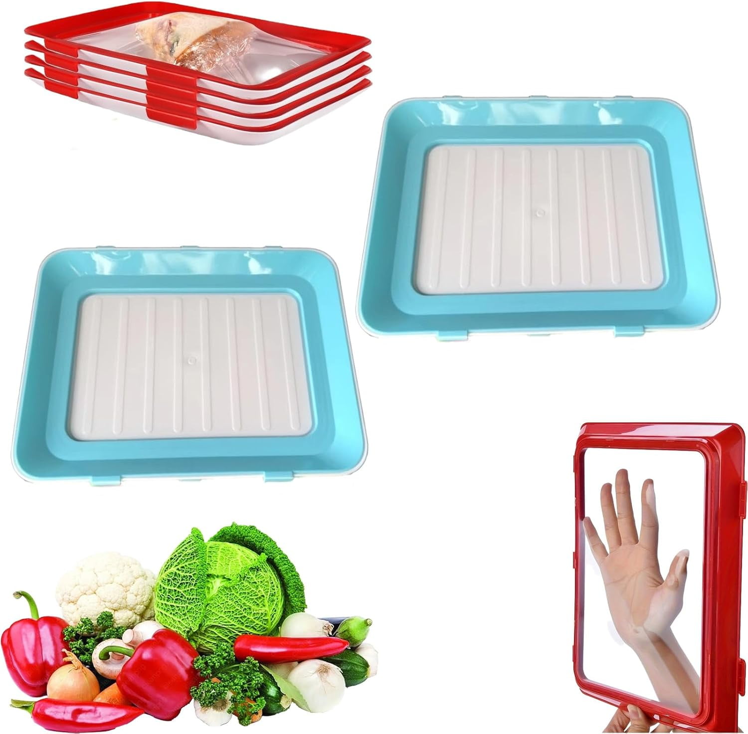 Rutari Reusable Food Preserving Tray, Food Plastic Preservation Tray ...