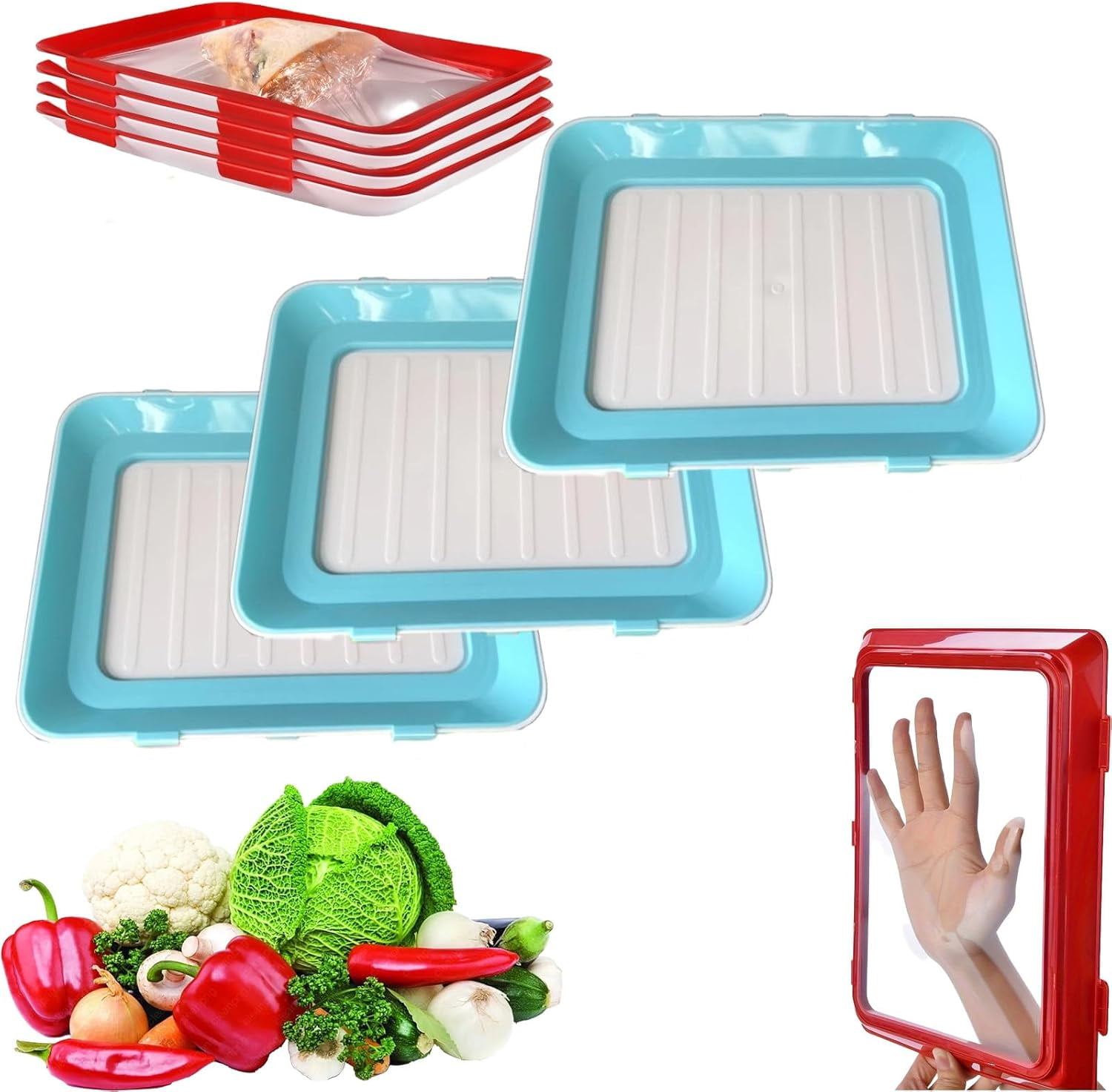 Rutari Reusable Food Preserving Tray, Food Plastic Preservation Tray ...