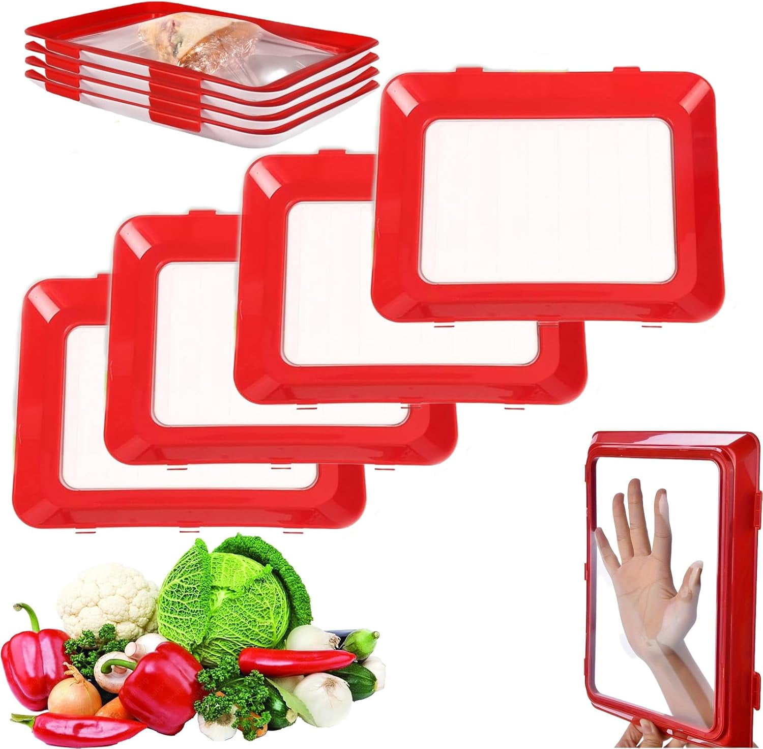 Rutari Reusable Food Preserving Tray, Food Plastic Preservation Tray ...