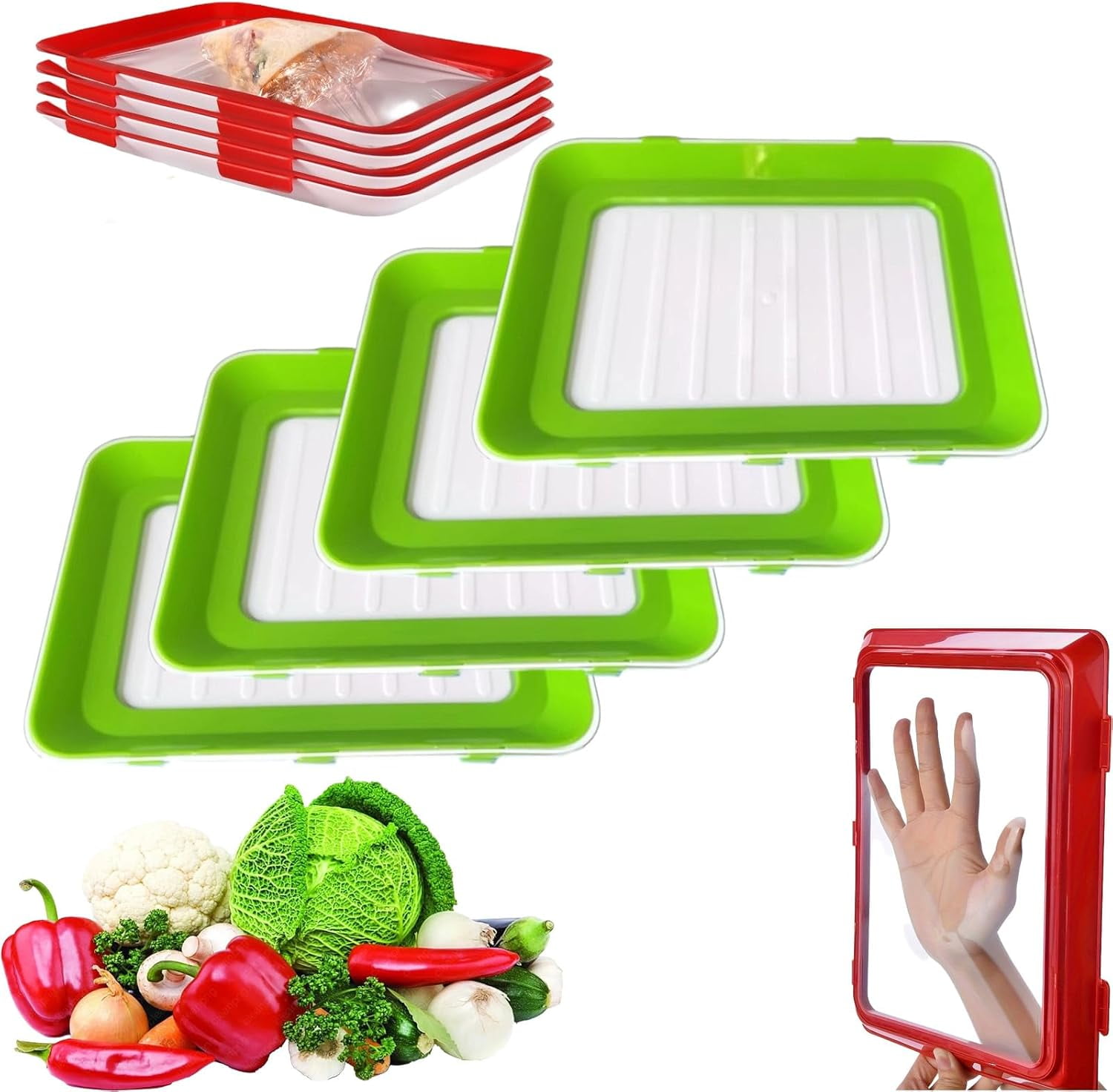 Rutari Reusable Food Preserving Tray, Food Plastic Preservation Tray ...