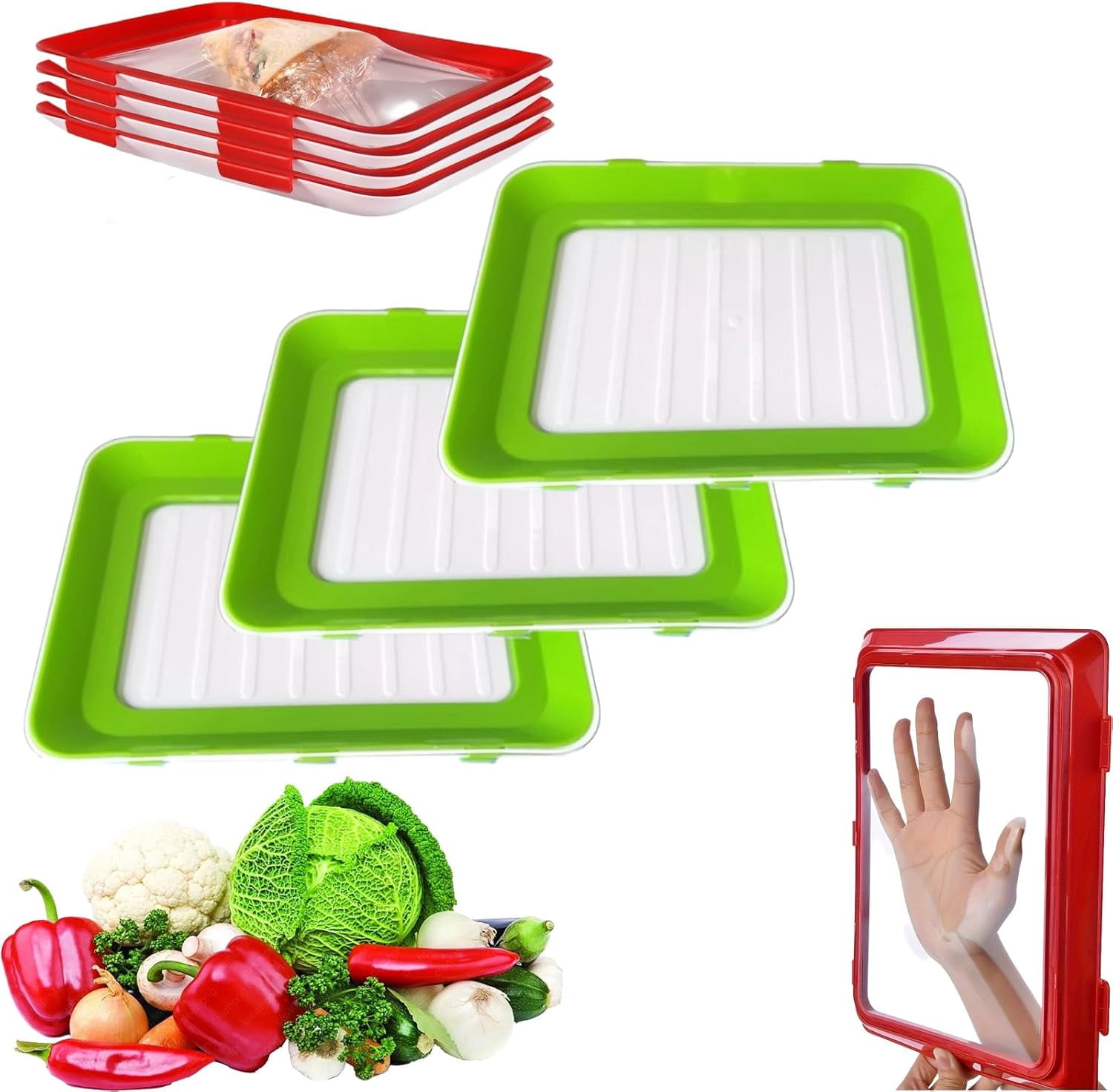 Rutari Reusable Food Preserving Tray, Food Plastic Preservation Tray ...