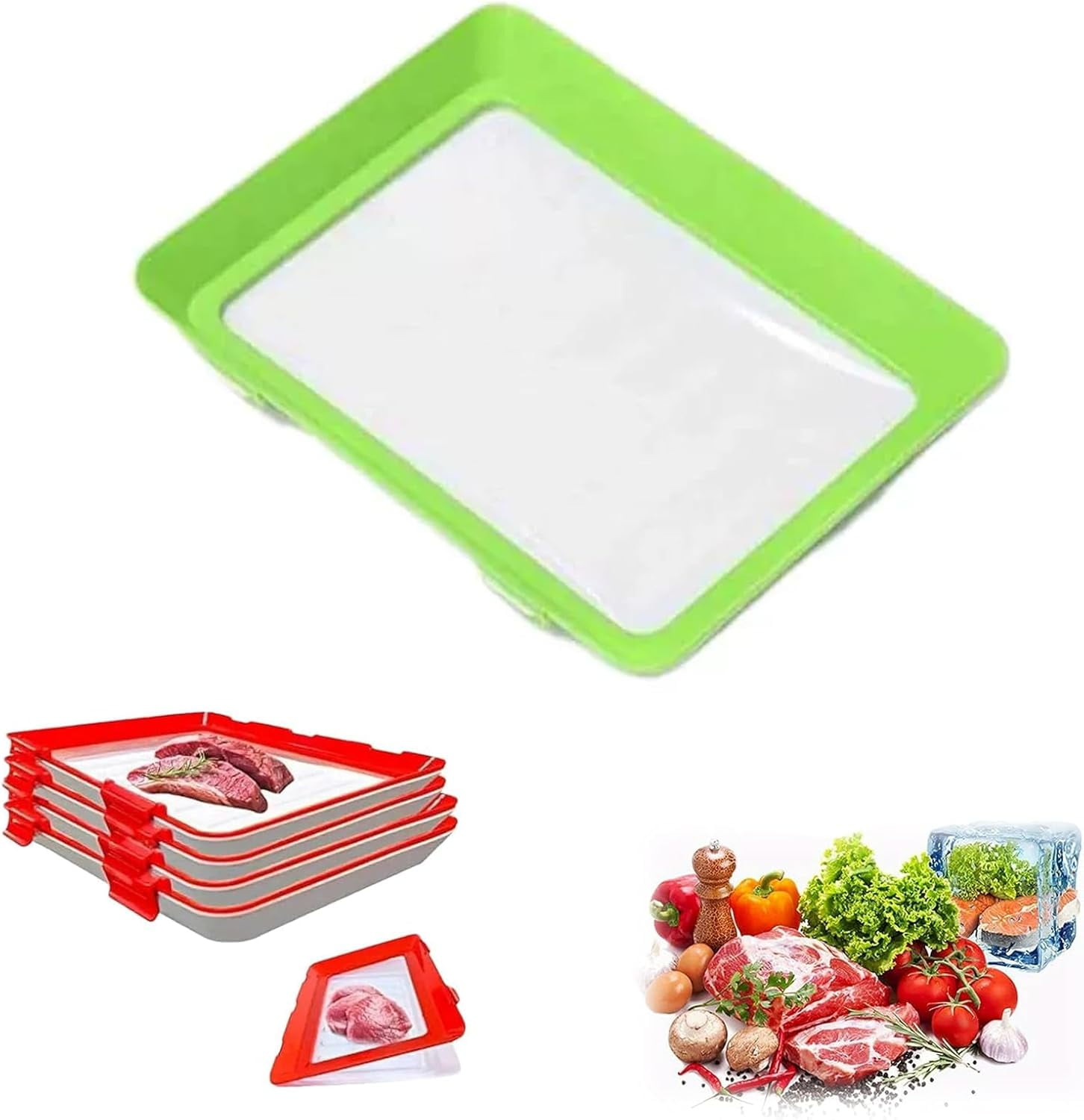 Rutari Reusable Food Preserving Tray, Stacking Food Storage Trays, Food ...