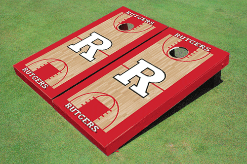 Rutgers University Red Matching Basketball Court Custom Cornhole Board ...