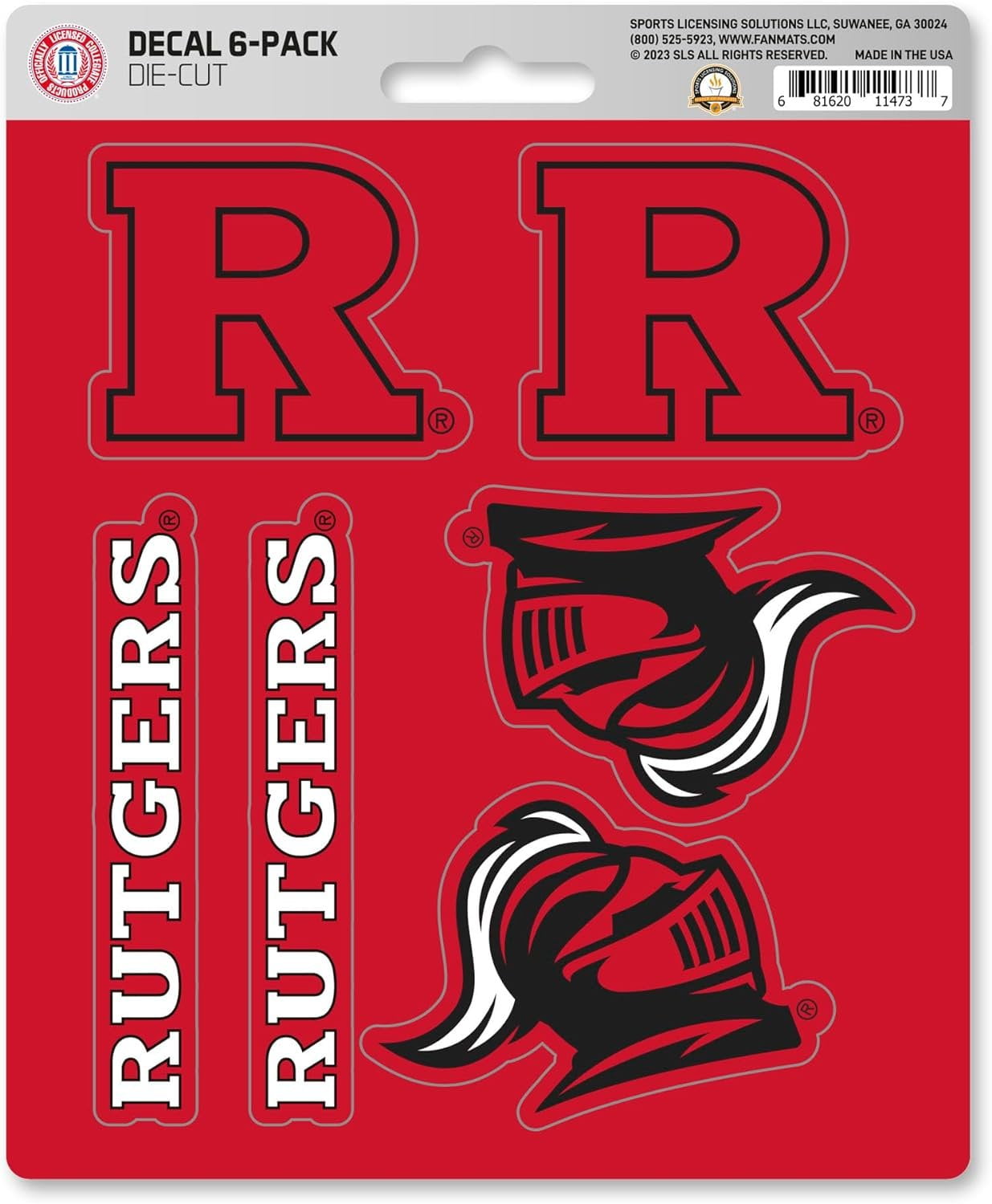 Rutgers University Scarlet Knights 6-Piece Decal Sticker Set, 5x6 Inch ...