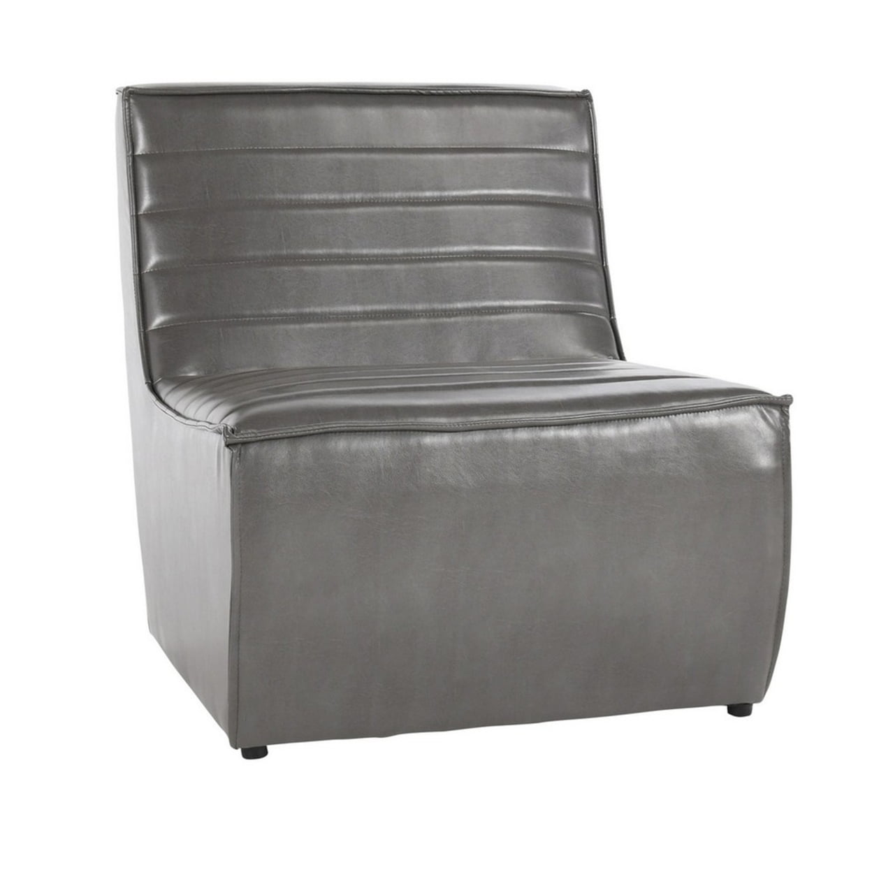 Ruth 30 Inch Modern Lounger Chair, Flanged Edges, Vegan Faux Leather ...