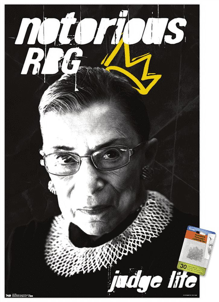 Ruth Bader Ginsburg (RBG) Wall Poster with Push Pins, 22.375" x 34 ...