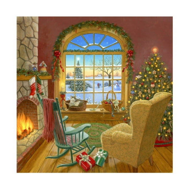 Ruth Sanderson 'Cosy Christmas Cat' Canvas Art - Walmart.com