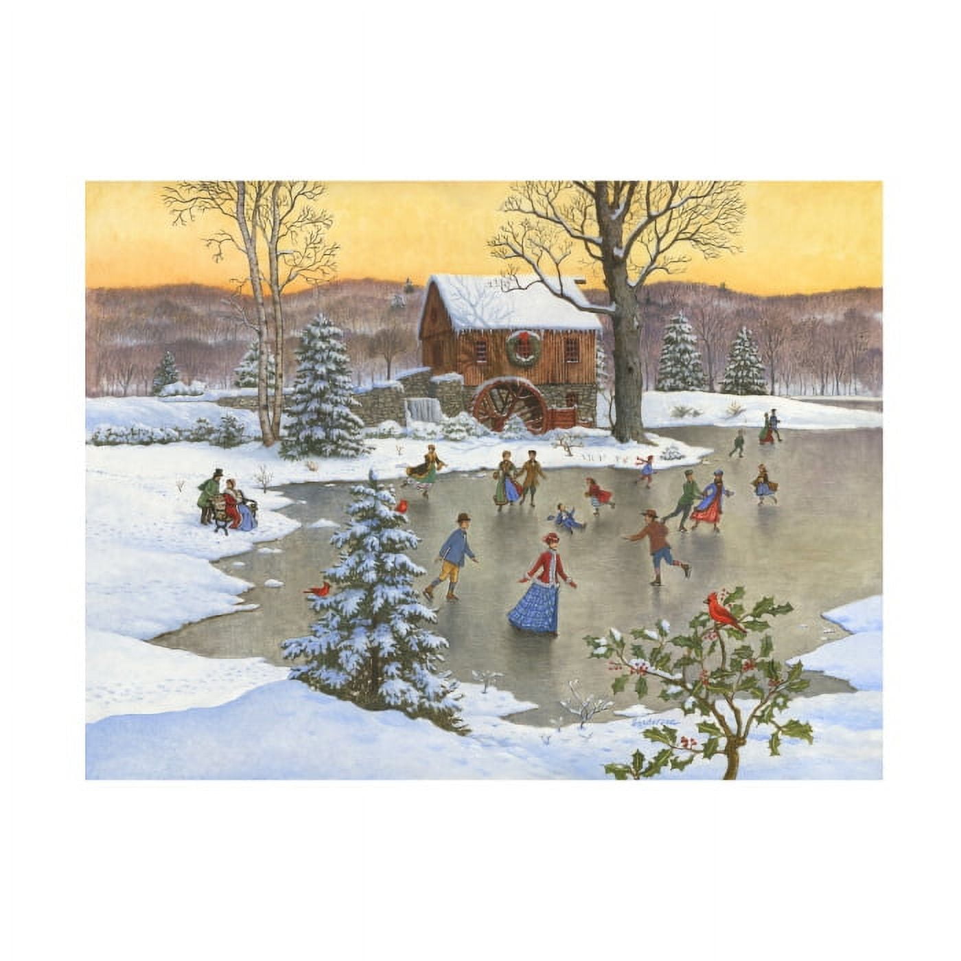 Trademark Fine Art - Ruth Sanderson Skating The Mill Pond Canvas Art ...
