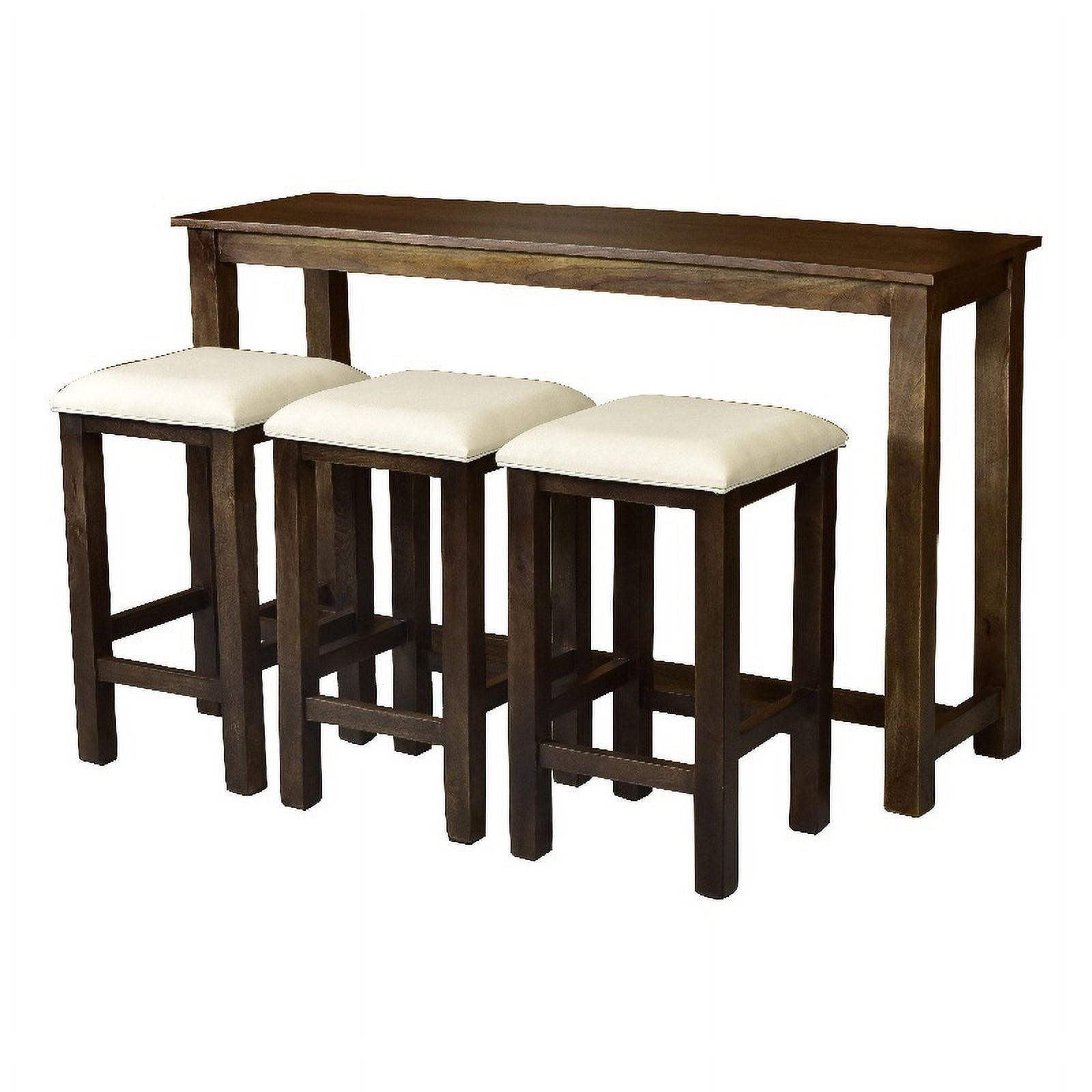 Ruth Solid Mango Wood Counter Table with Charging Extension and 3 ...