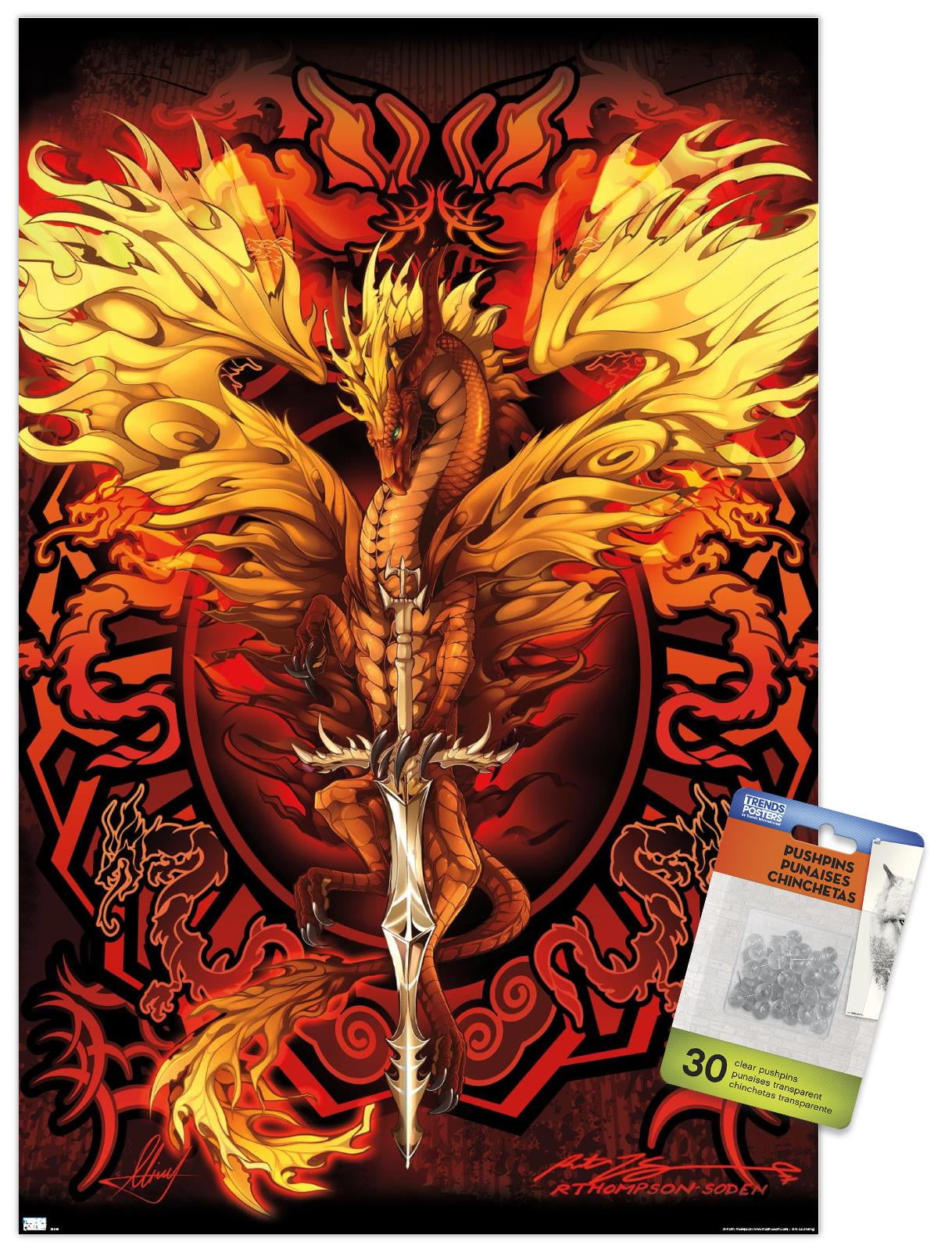 Ruth Thompson - Dragonblade Flameblade Wall Poster with Pushpins, 14. ...