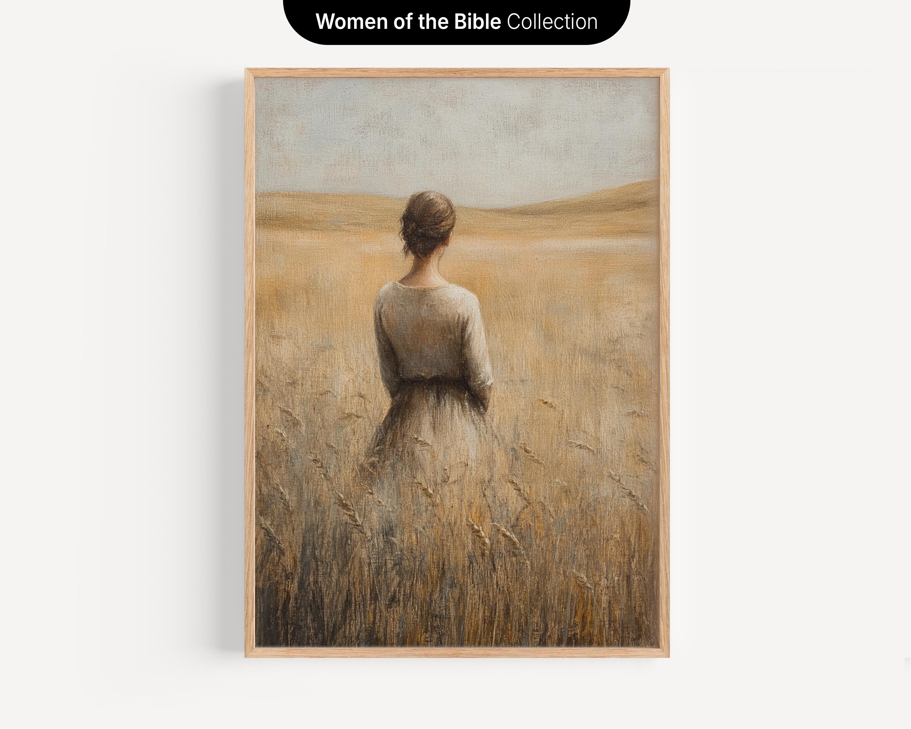 Ruth In The Wheat Field, Woman Of The Bible Art, Vintage, Sepia ...