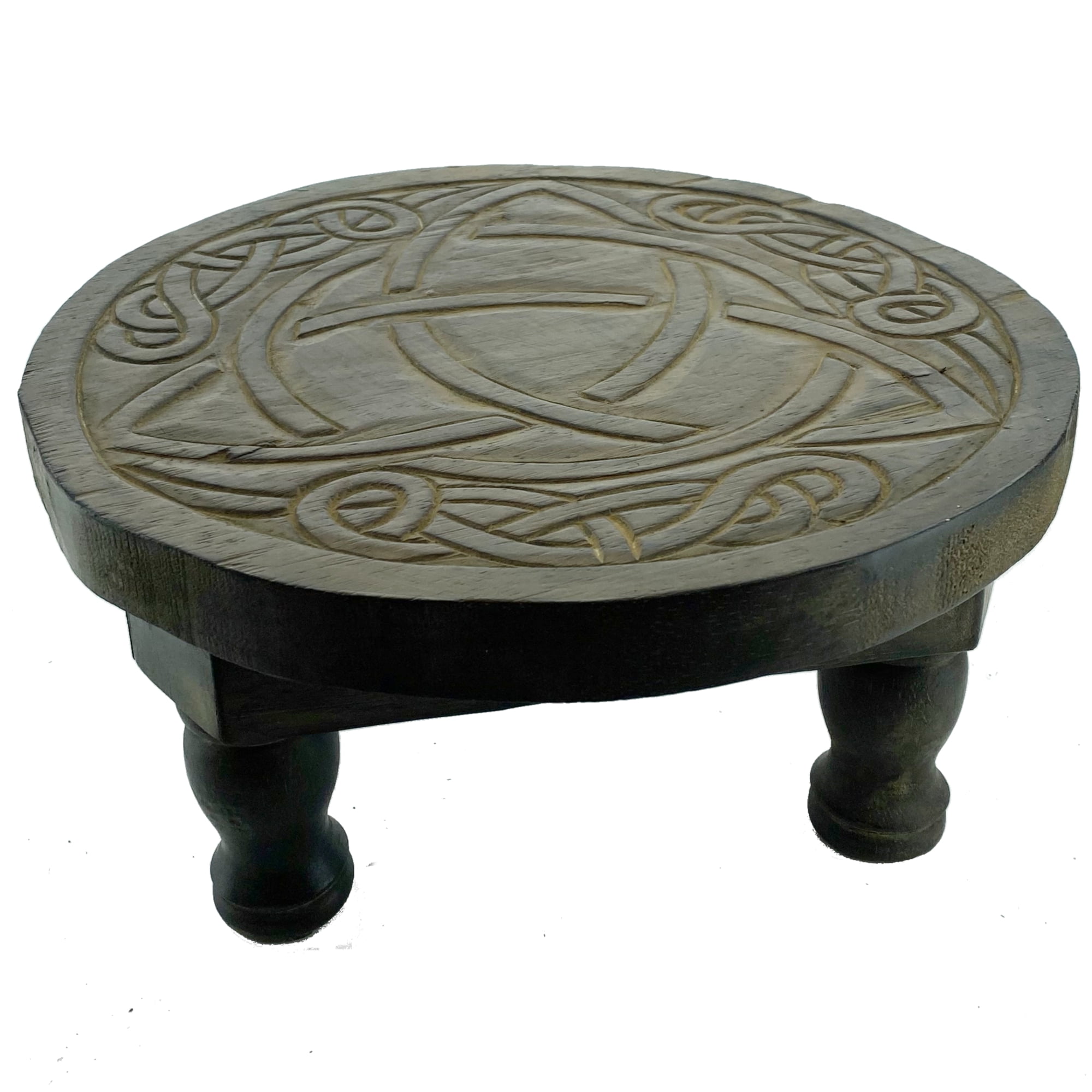 Ruth + Wilde Round Triquetra Altar Table Wooden 12"- Home Altar Temple Spiritual Sacred Table ...