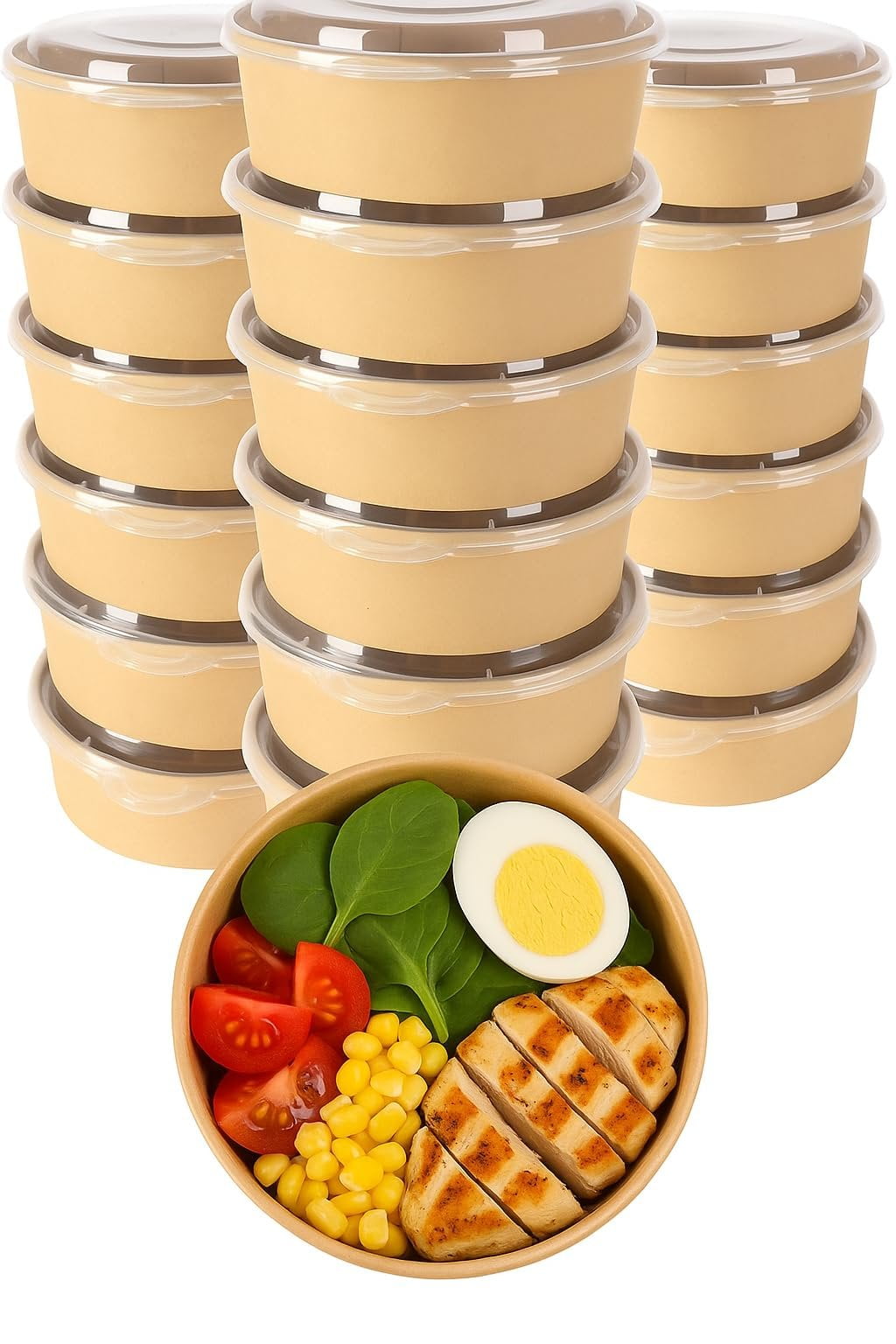 Ruthy's Outlet Kraft Salad Bowls W/Clear Lids Disposable Paper Salad ...