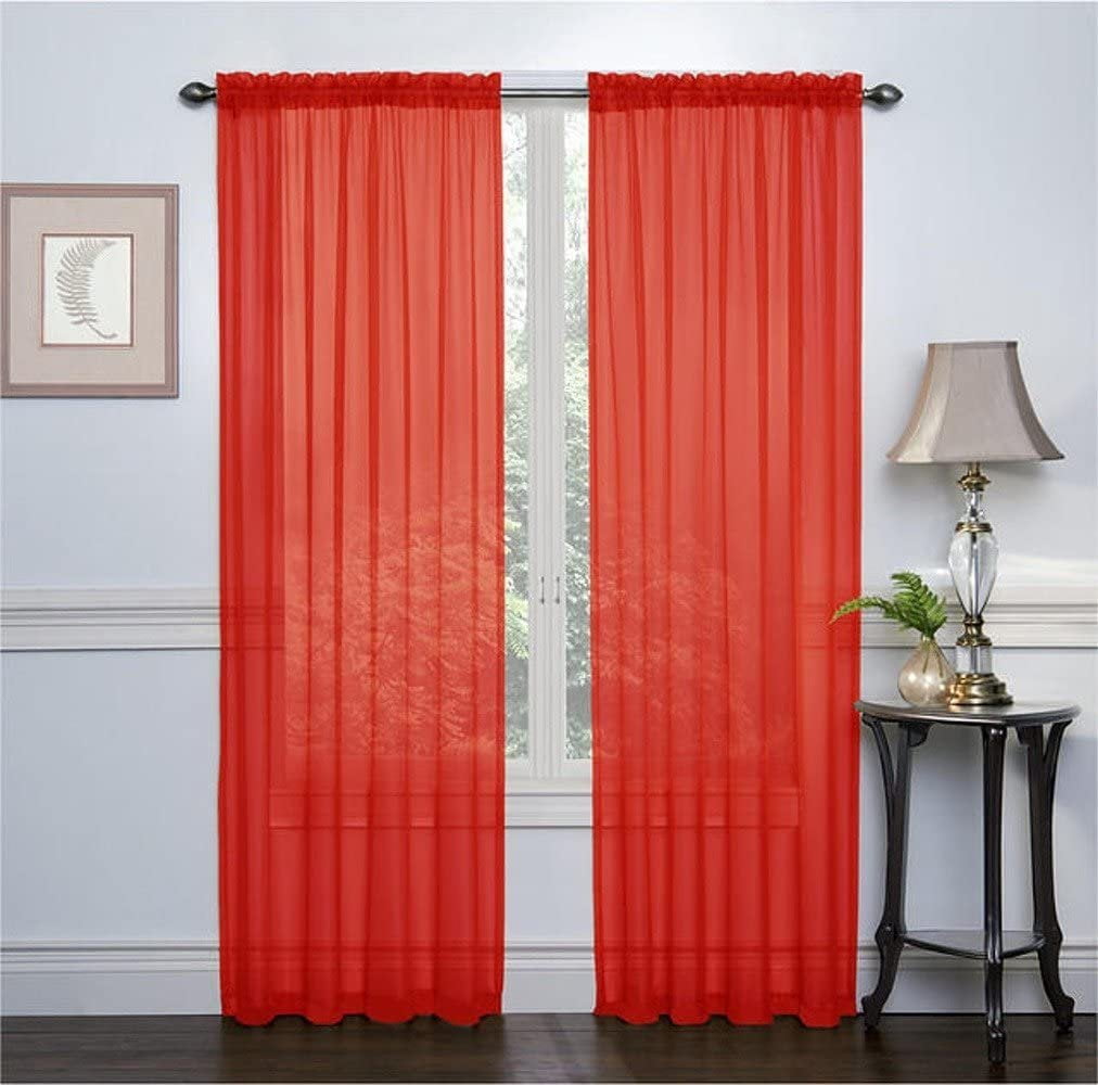 Ruthy's Textile 2-Pack Window Curtain Sheer Panels Total Width 108"x84 ...